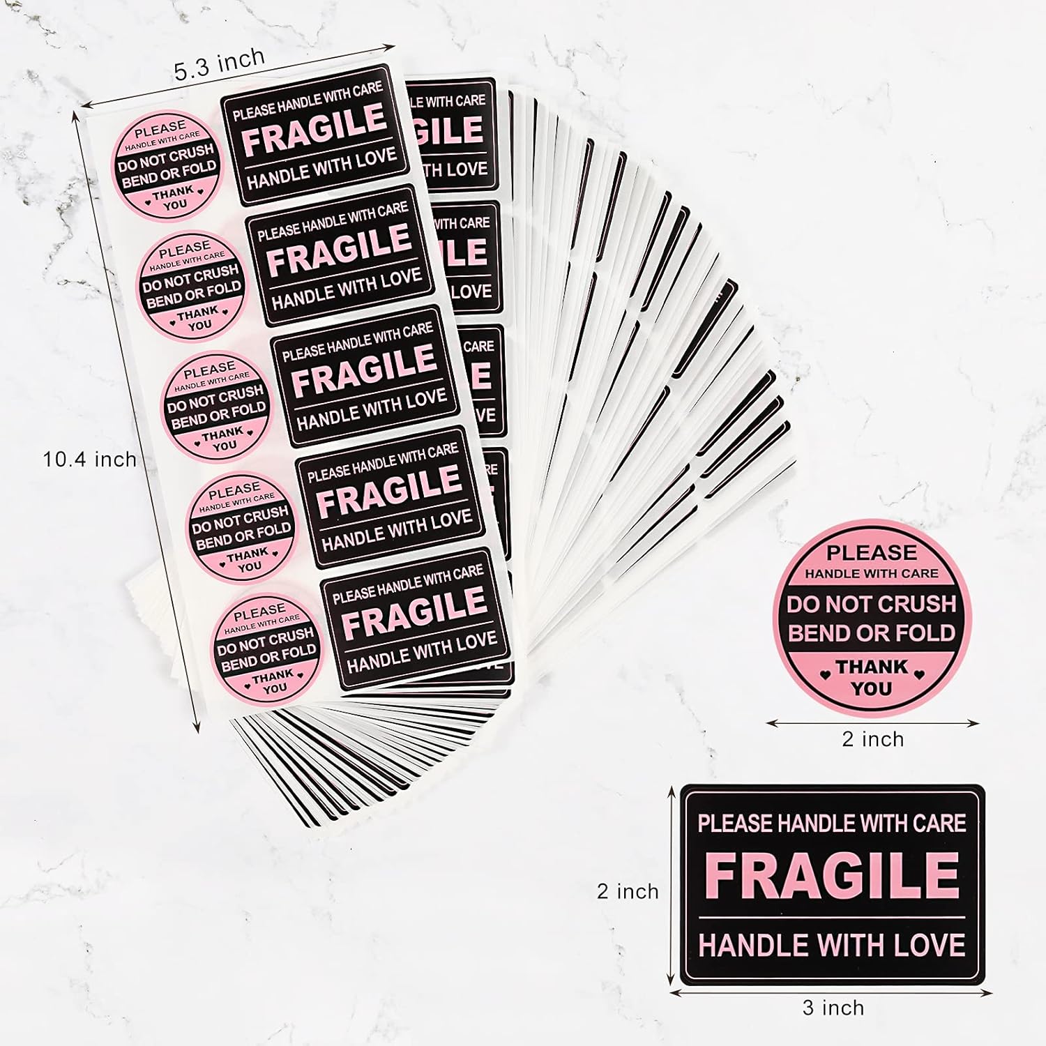 300 PCS Fragile Stickers Rectangular and Adhesive Warning Labels for ...