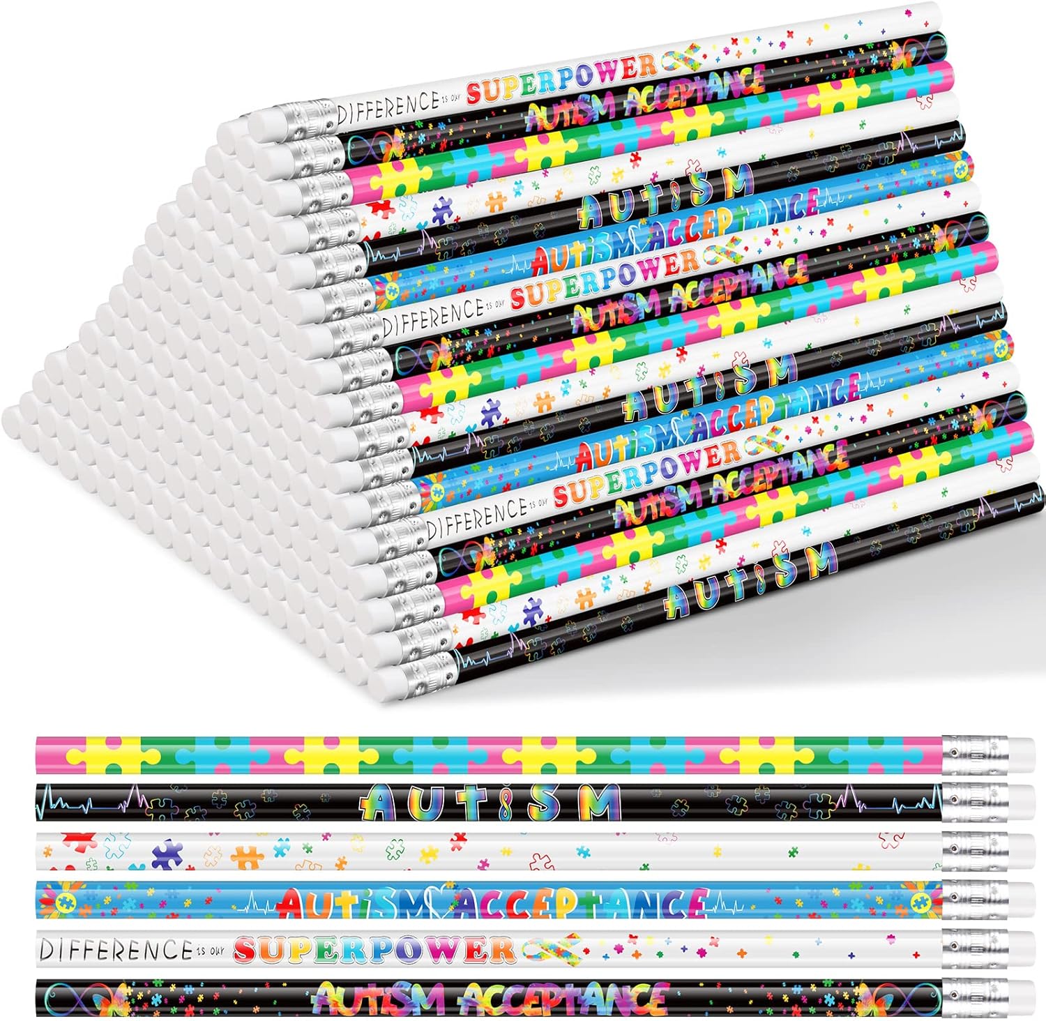 Amazon.com : Geyee 240 Pieces Autism Awareness Pencils Inspirational ...
