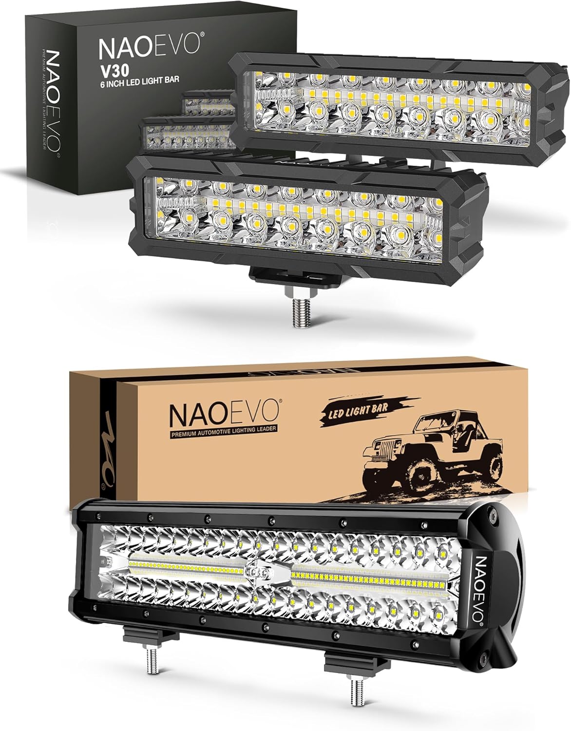 Amazon.com: NAOEVO 6 inch LED Light Bar Spot & Flood Combo Beam White ...