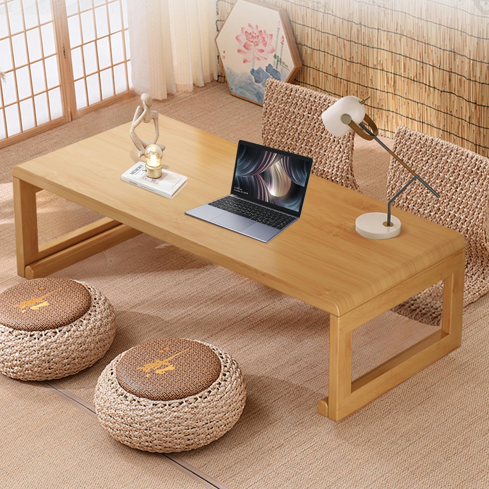 Amazon.com: ZENCIX Low Coffee Table for Sitting on The Floor, Japanese ...