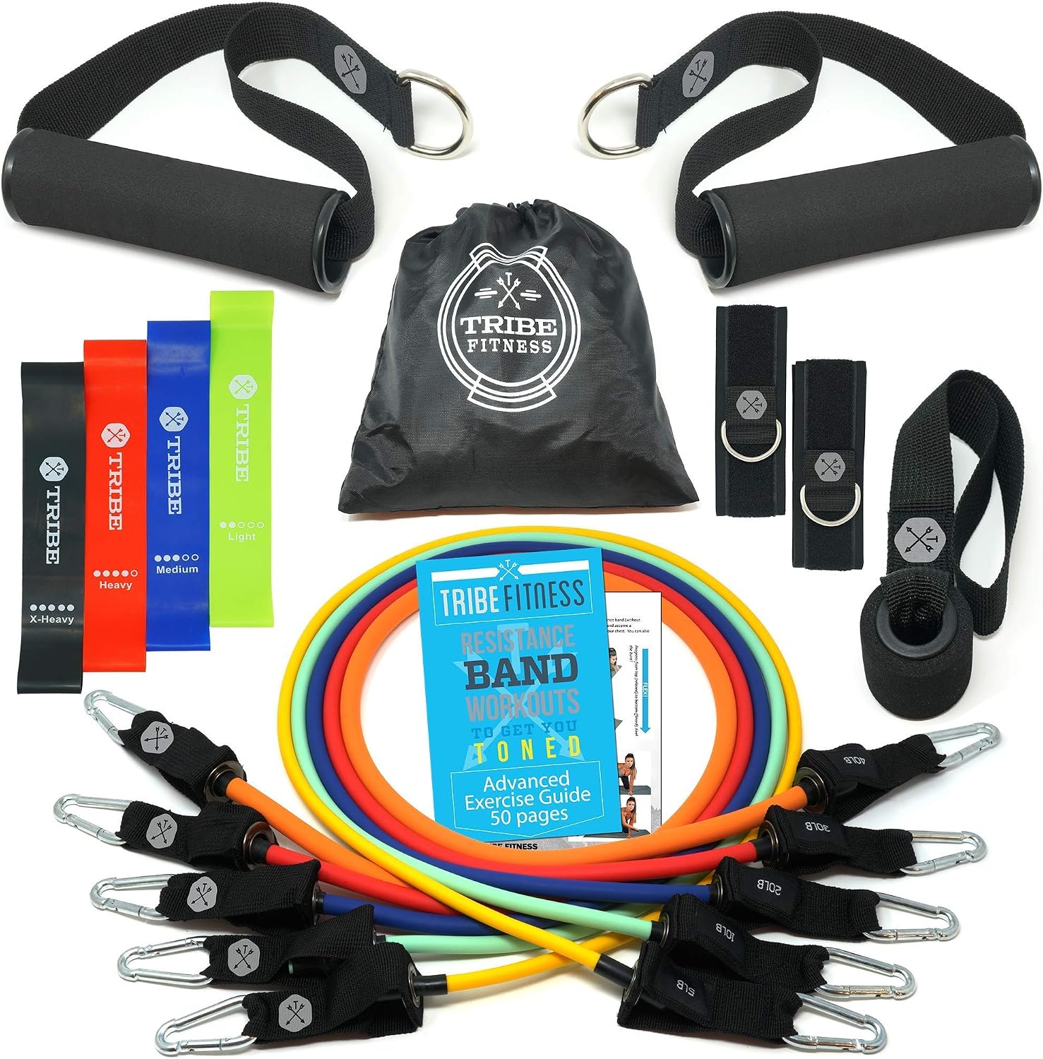 Amazon.com: Tribe Armband + 16-Piece Resistance Band Set (150LB Tube ...