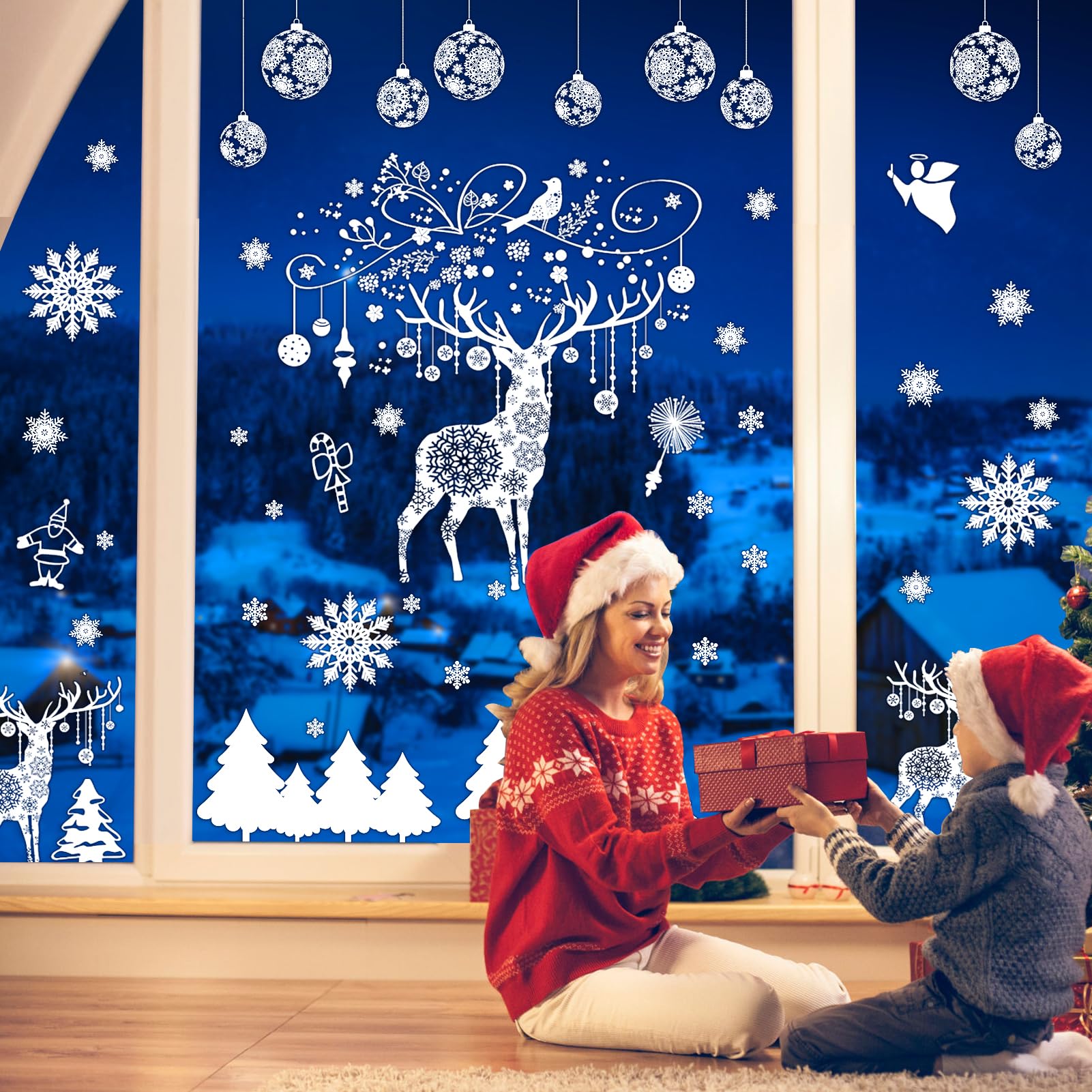 Large Snowflakes 1 Inch Christmas Stickers 500Pcs Blue Christmas ...