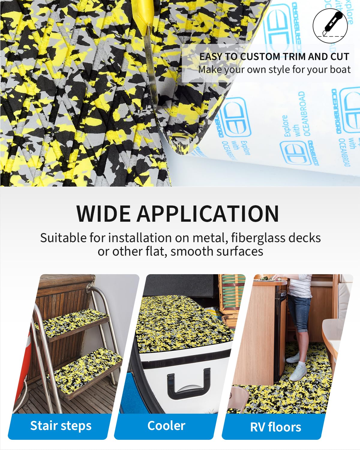 Snapklik.com : OCEANBROAD Self-Adhesive 96x29 Camouflage Boat Flooring ...