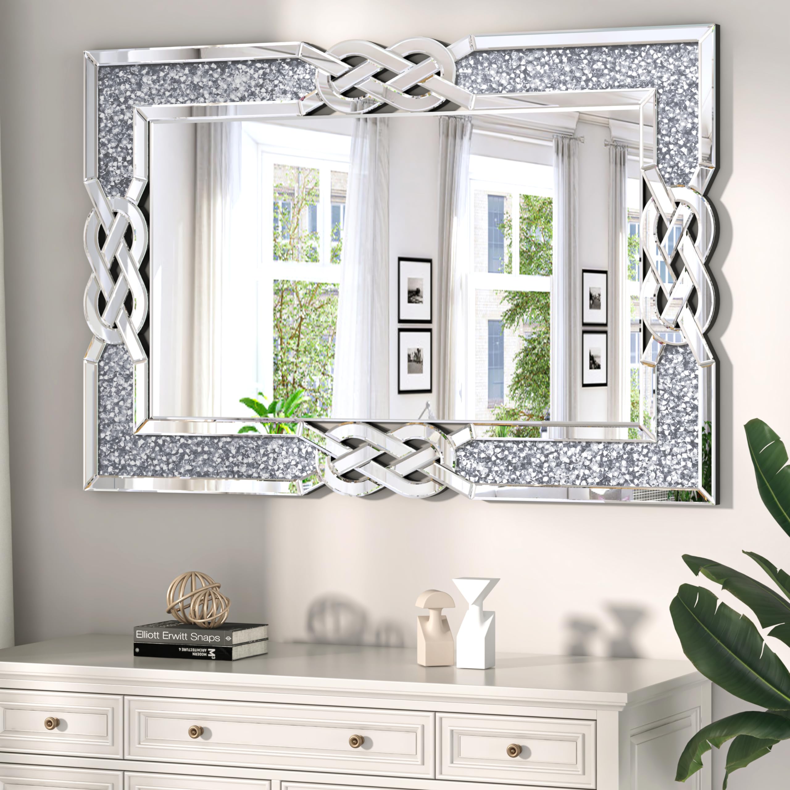 Amazon.com: ENENE Crystal Crush Diamond Wall Mirror 39.5''x 27.5 ...