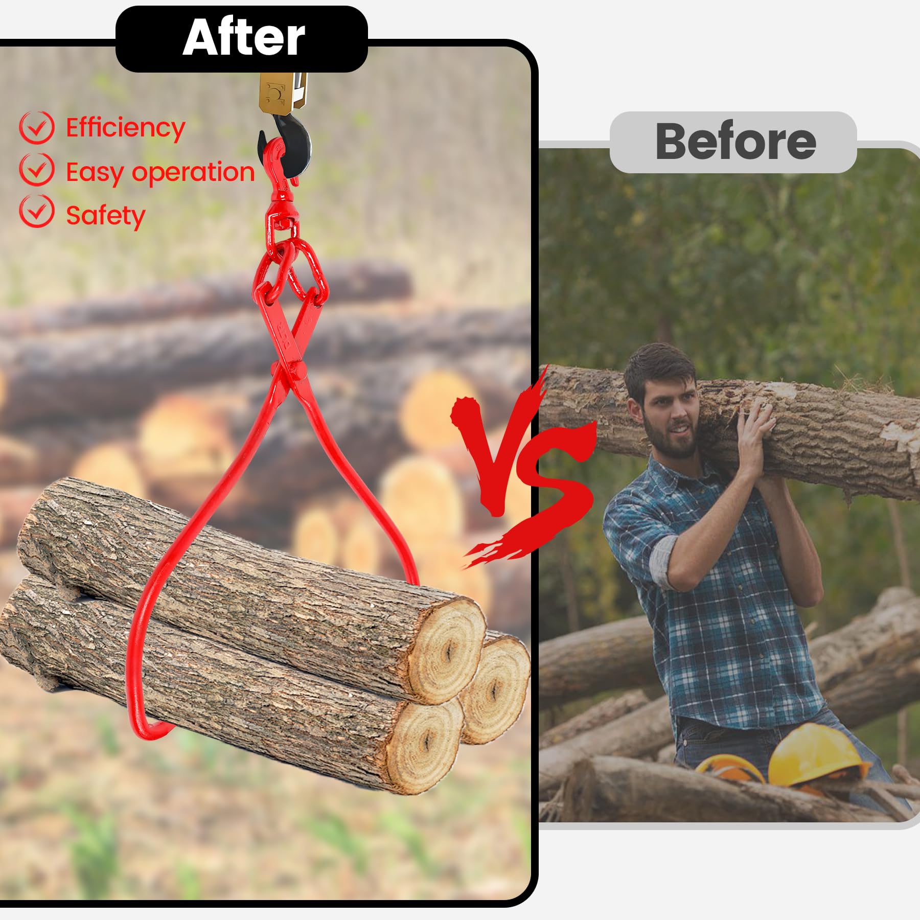 Snapklik.com : Logging Tongs 32 Inch 2 Claw, Swivel Steel Log Tongs ...