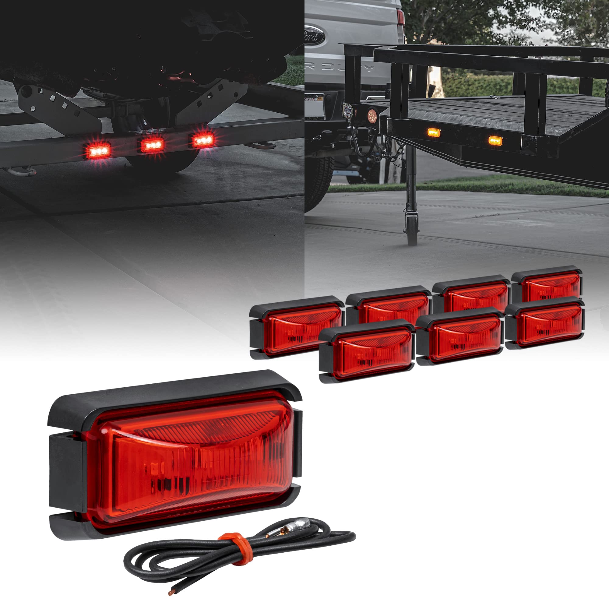 Snapklik.com : TRUE MODS 8pc 2.5" 2.5" Red LED Trailer Marker Light w ...