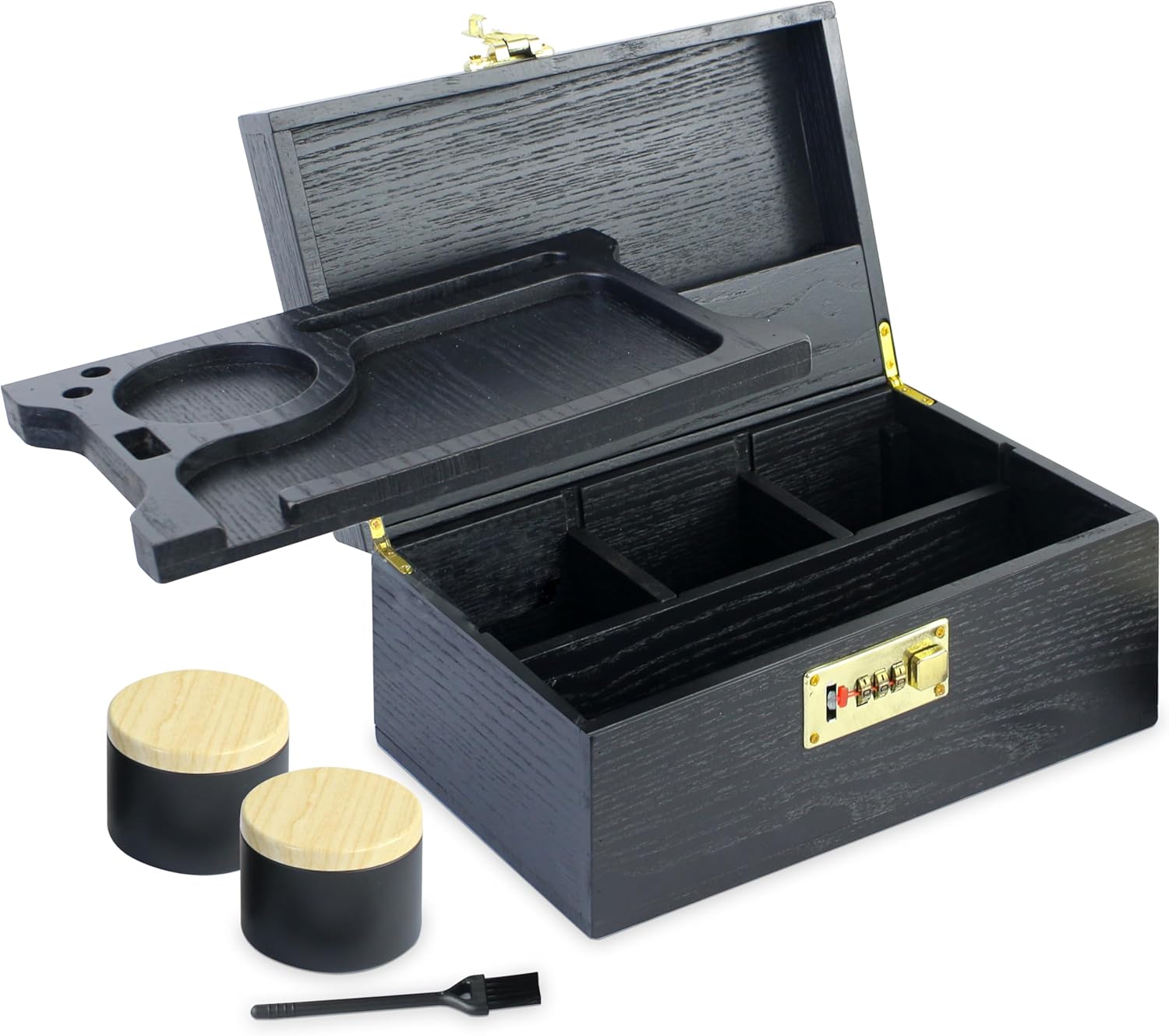 SENSUNIQ Large Wooden Locking Storage Box, Decorative Box with Tray ...