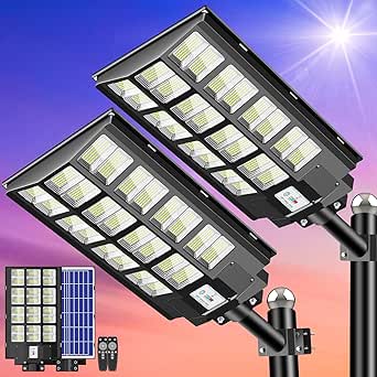 CEDIO Solar Street Light, High Lumens Solar Street Lights IP67 Waterproof,Flood Lights Outdoor ...