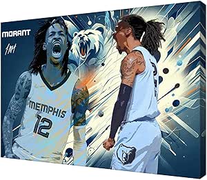 Amazon.com: Usoway Basketball Framed Wall Art- JA MORANT Poster For Fans Kids Room Decor Gift ...
