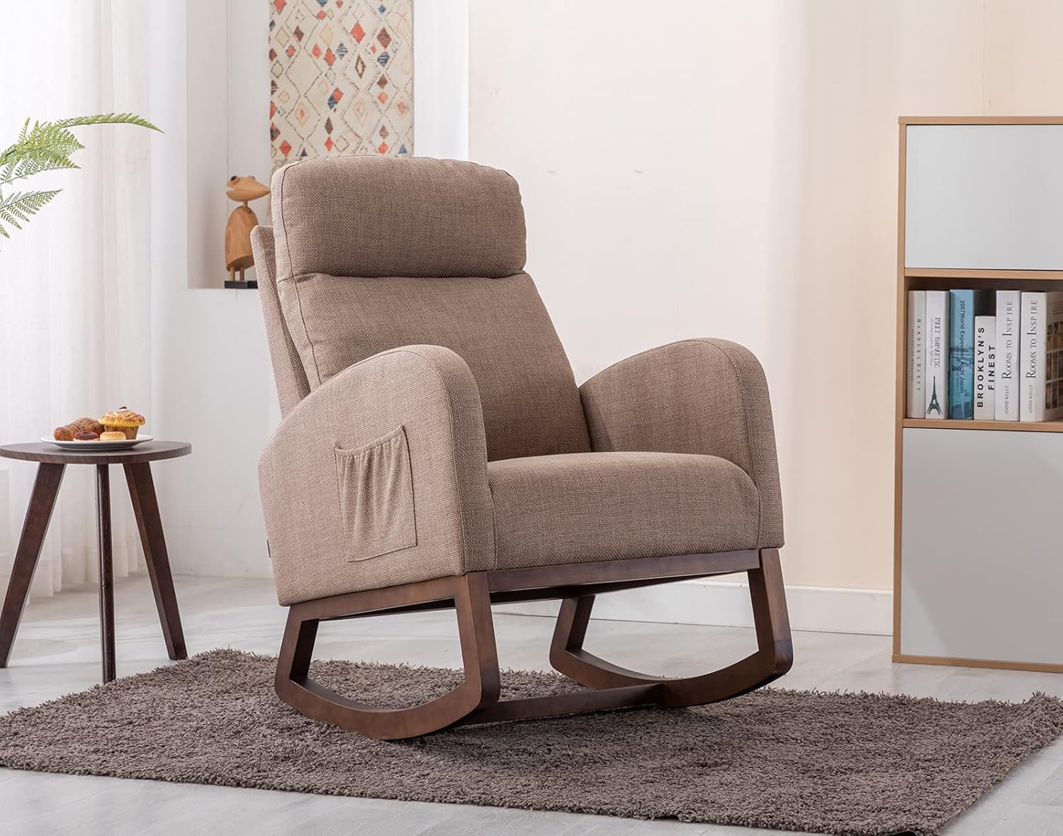 Amazon.com: KINFFICT Comfy Rocking Chair, Upholstered Accent Glider ...