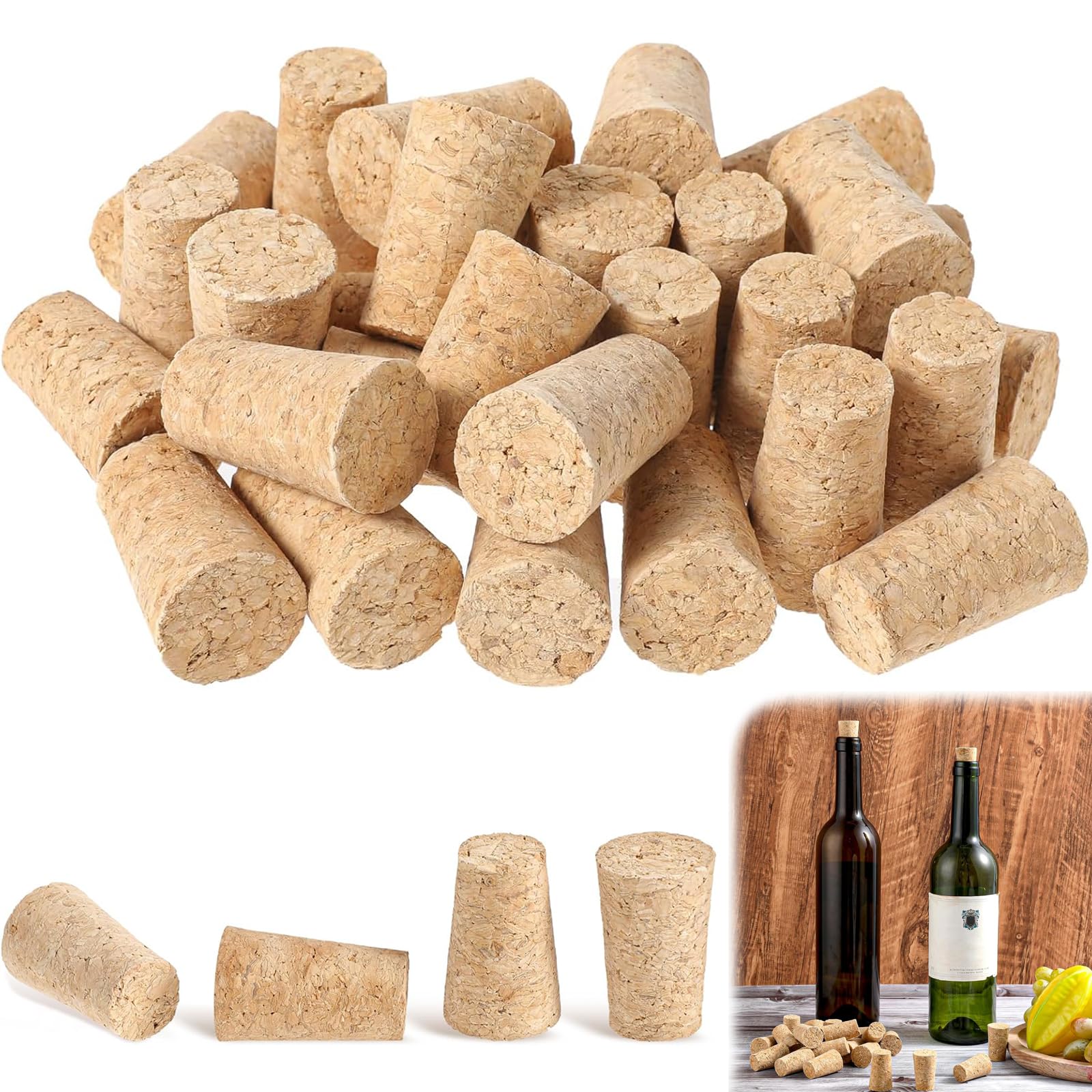 Corks,40 Pcs Corks for Craft, Wine Corks, Wood Corks Plugs Natural ...