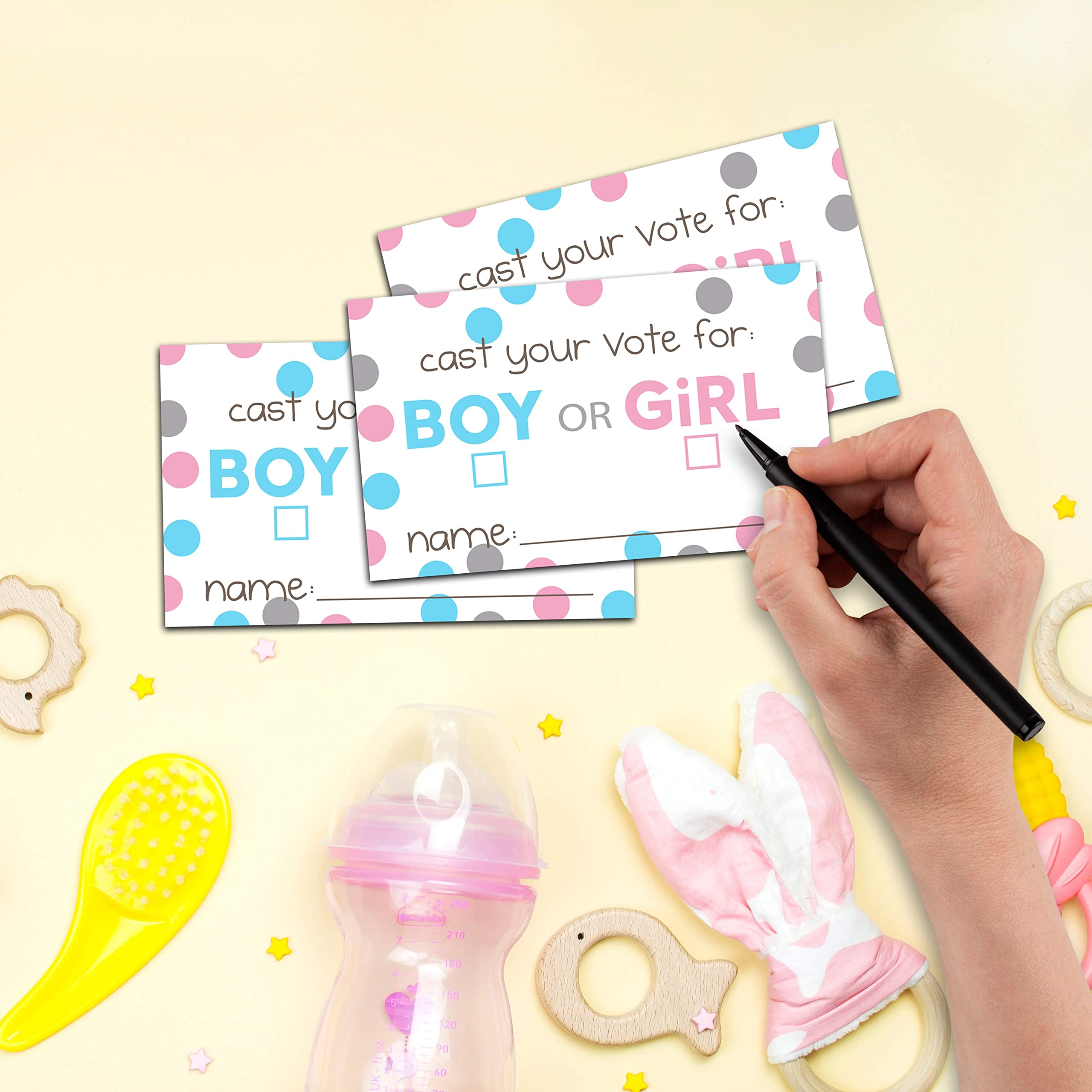 Baby Shower Cards For Girl 50 Pieces Gender Reveal Party Voting Cards ...