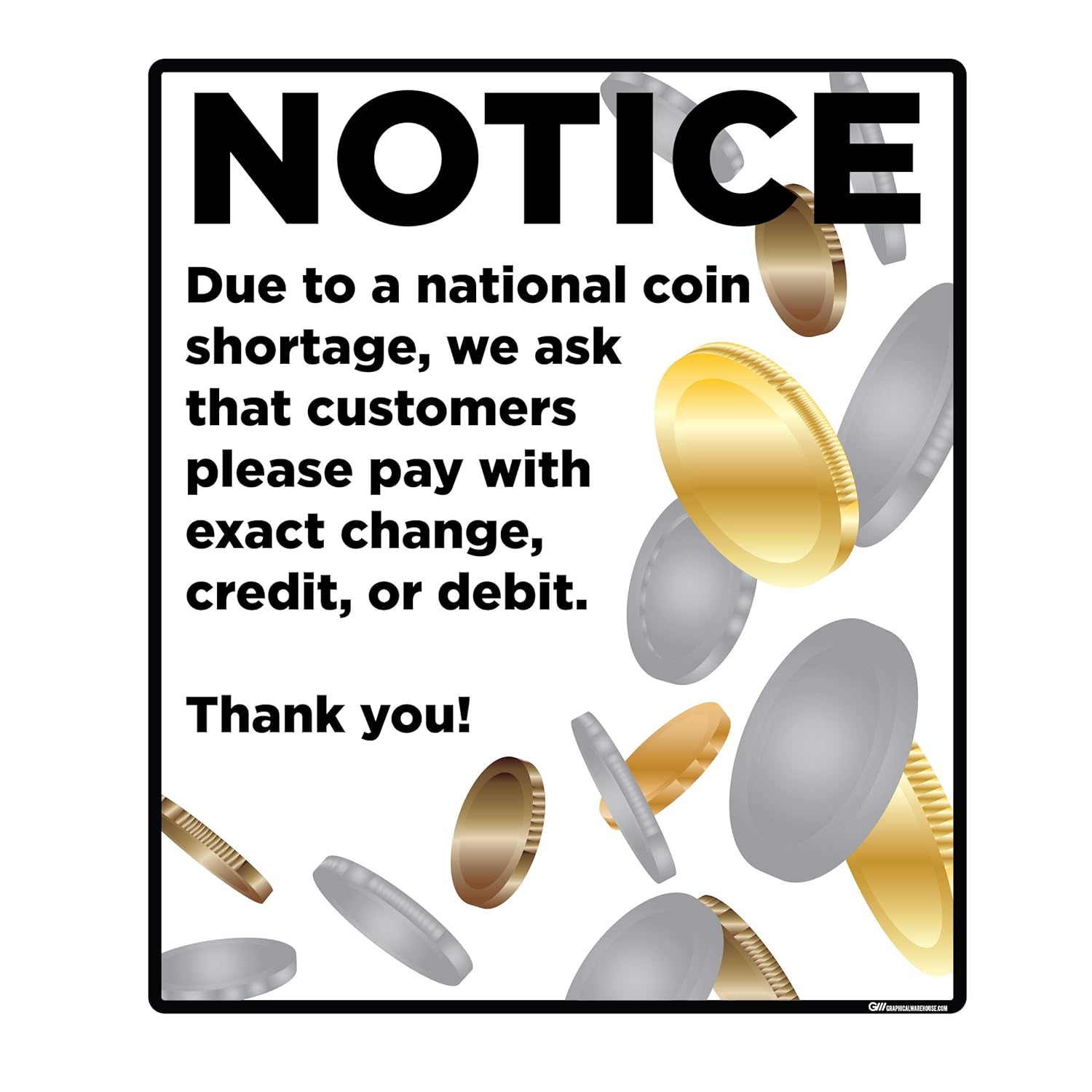 "National Coin Shortage" Adhesive Durable Vinyl Decal- Sign by ...
