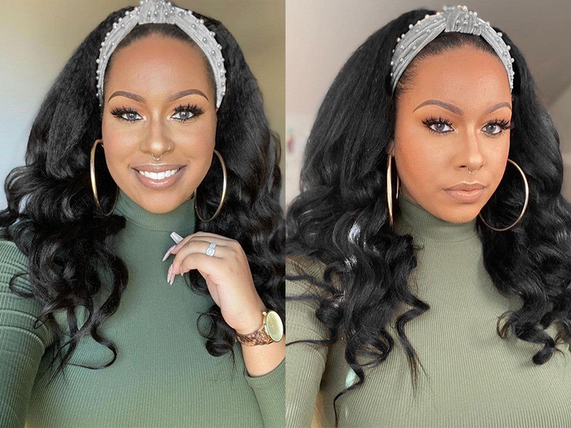 Watch Black Body Wave Headband Wig on Amazon Live