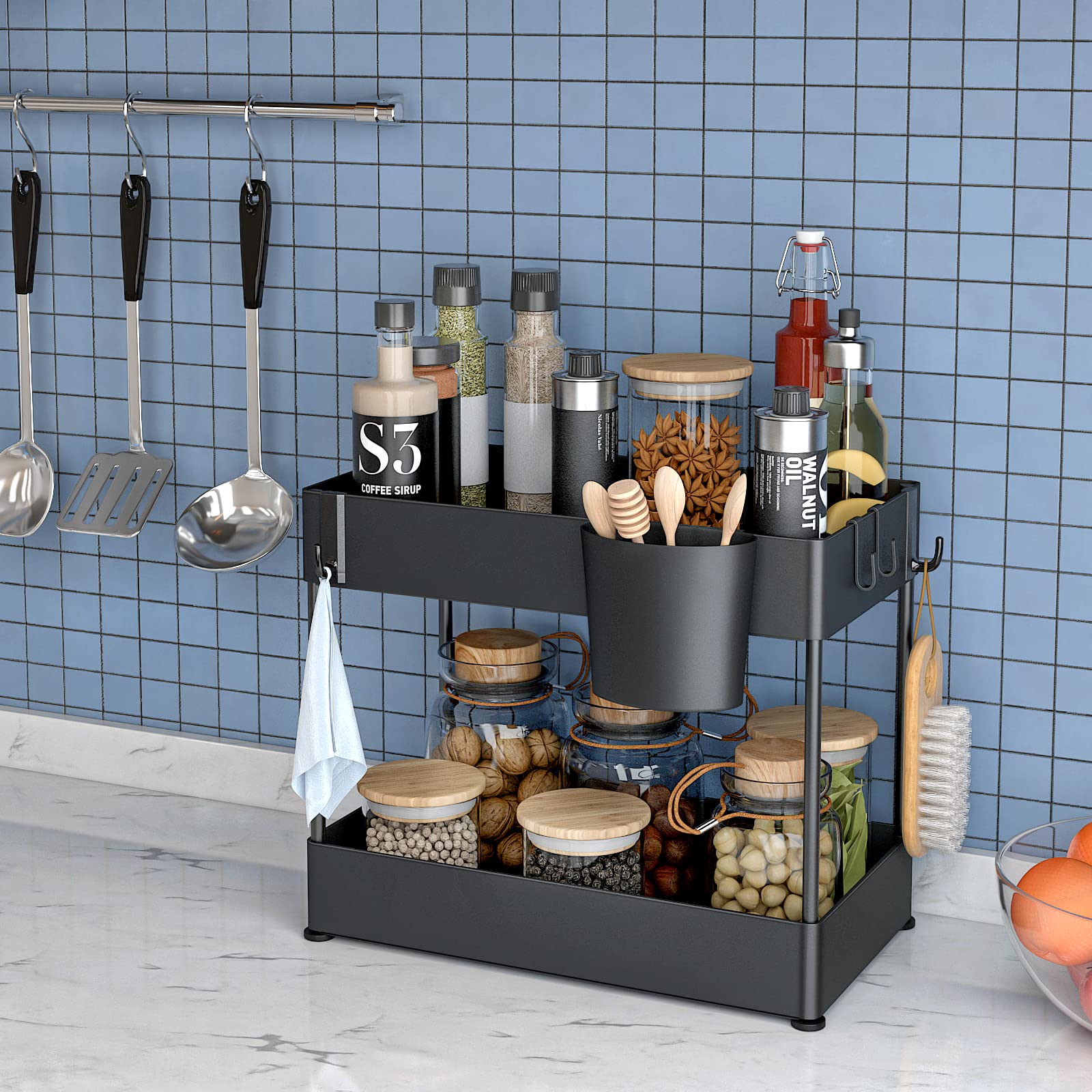 Buy 2 Pack Under Sink Organizers and Storage, 2-Tier Under Bathroom ...