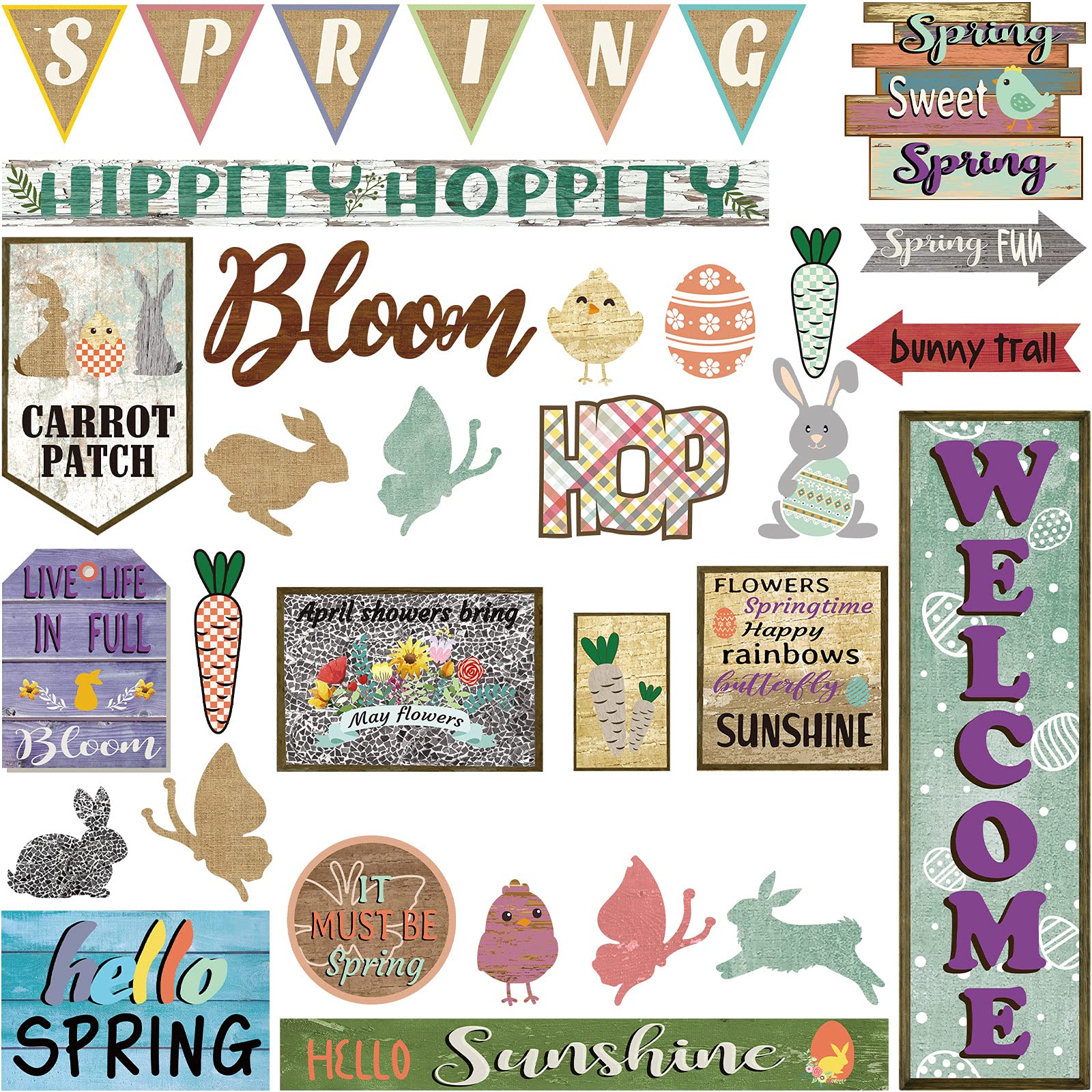 Buy 36 Pieces Spring Easter Bulletin Board Decorations Farmhouse Home ...