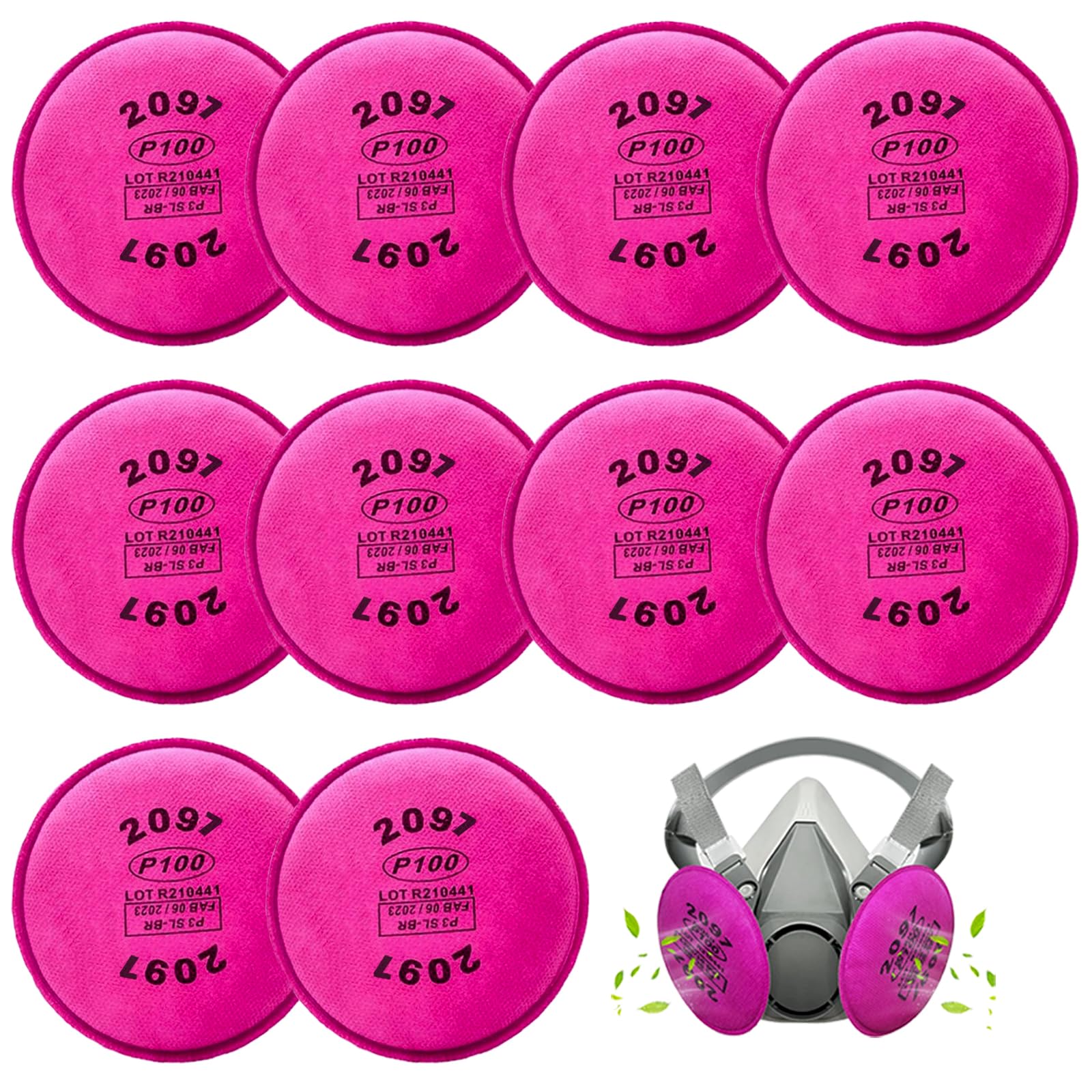 10PCS(5Pack)2097 P-100 Particulate Filter,Installed on 2097 Filter ...