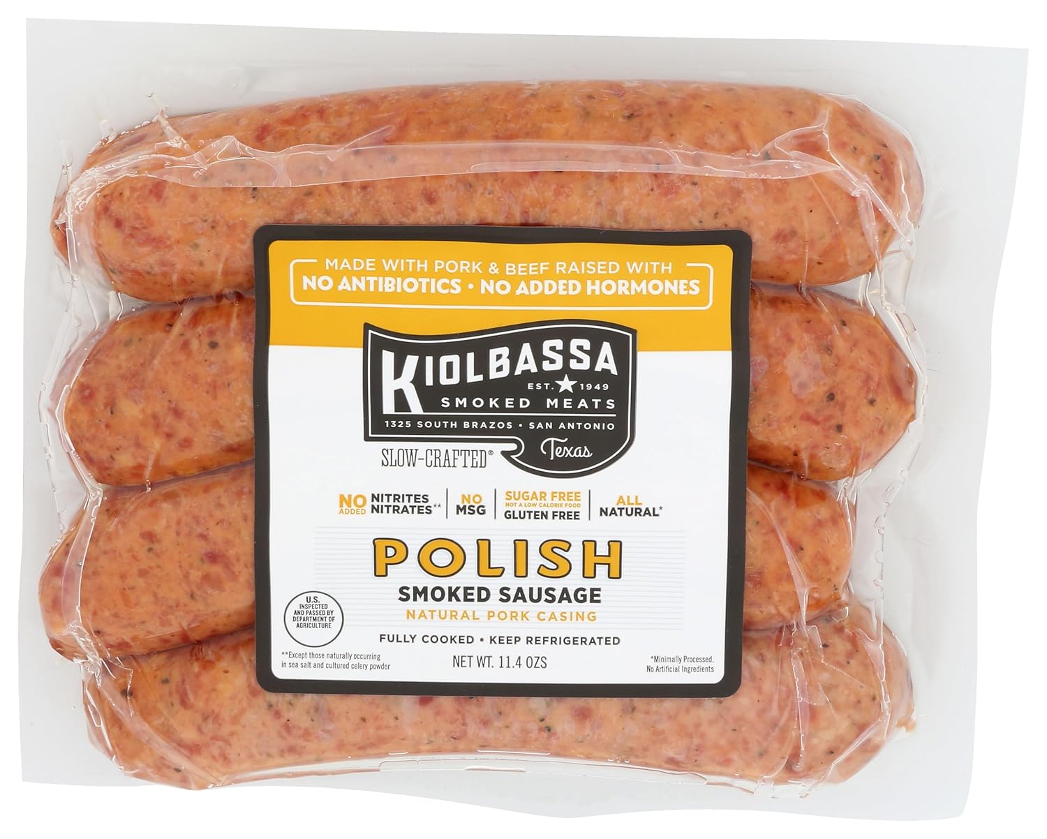Amazon.com: Kiolbassa Smoked Meats Polish Pork & Beef Smoked Sausage ...