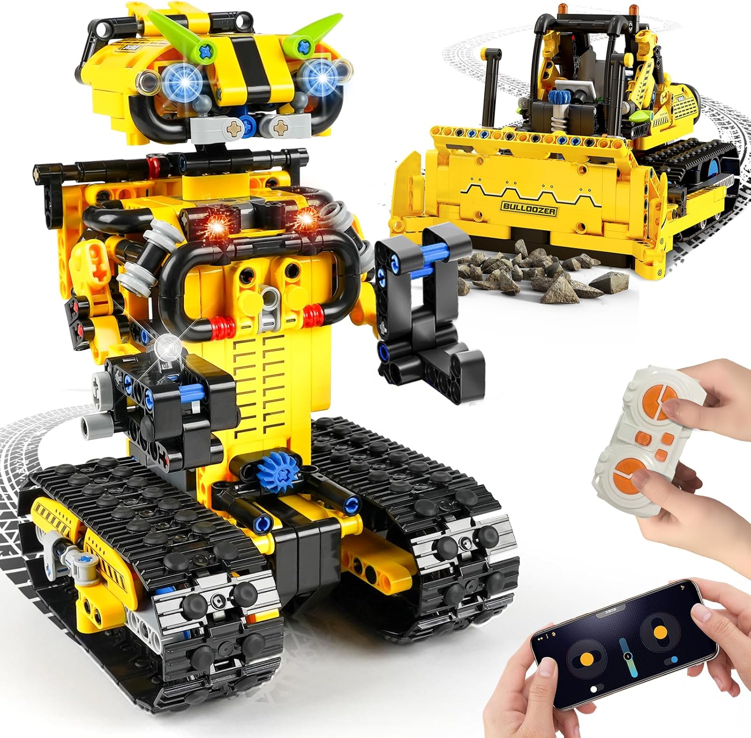 HiWEEGO Technique robot bulldozer 2 en 1 app télécommande RC jouet ...