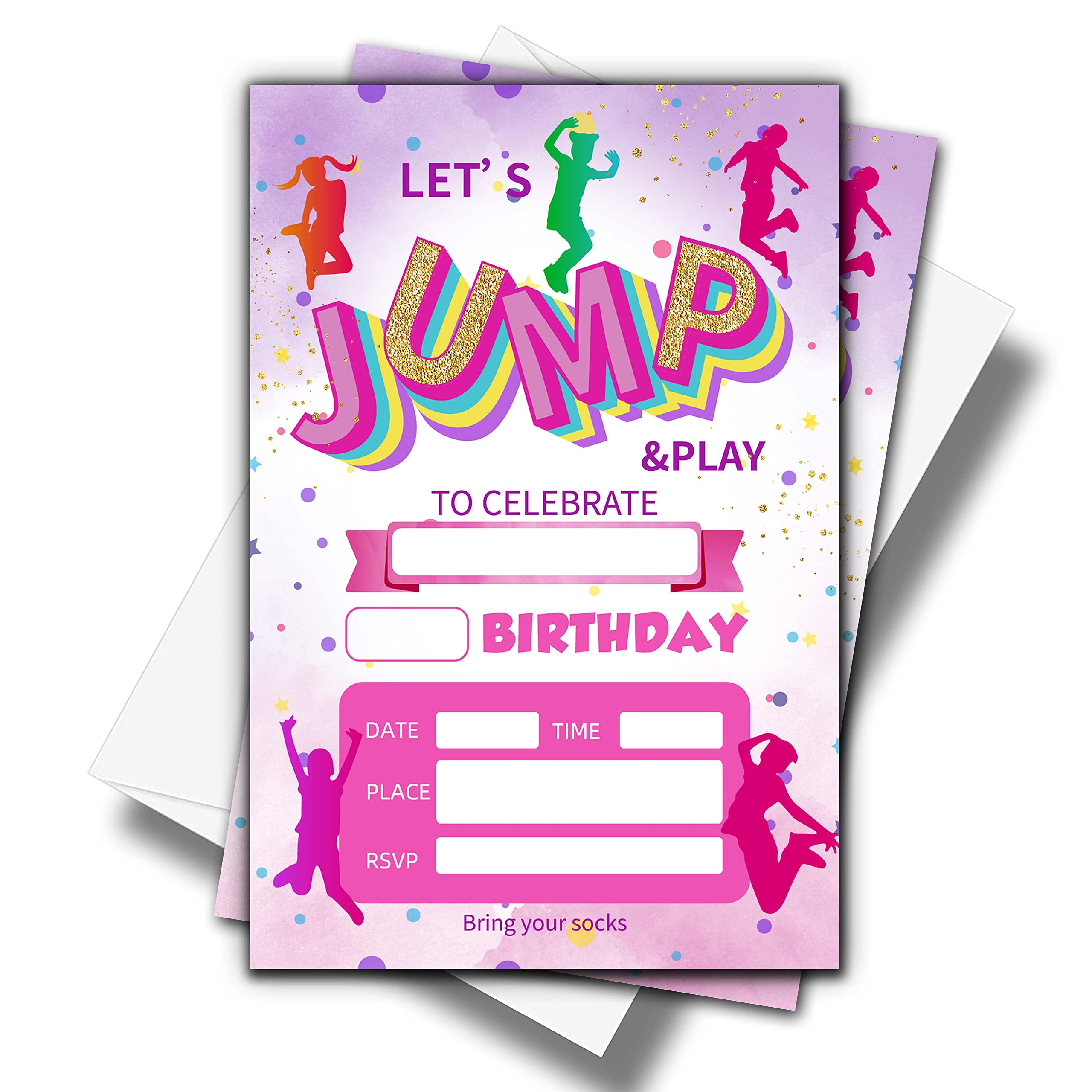 Amazon.com : ONDTOM Jump Trampoline Birthday Party Invitations With ...