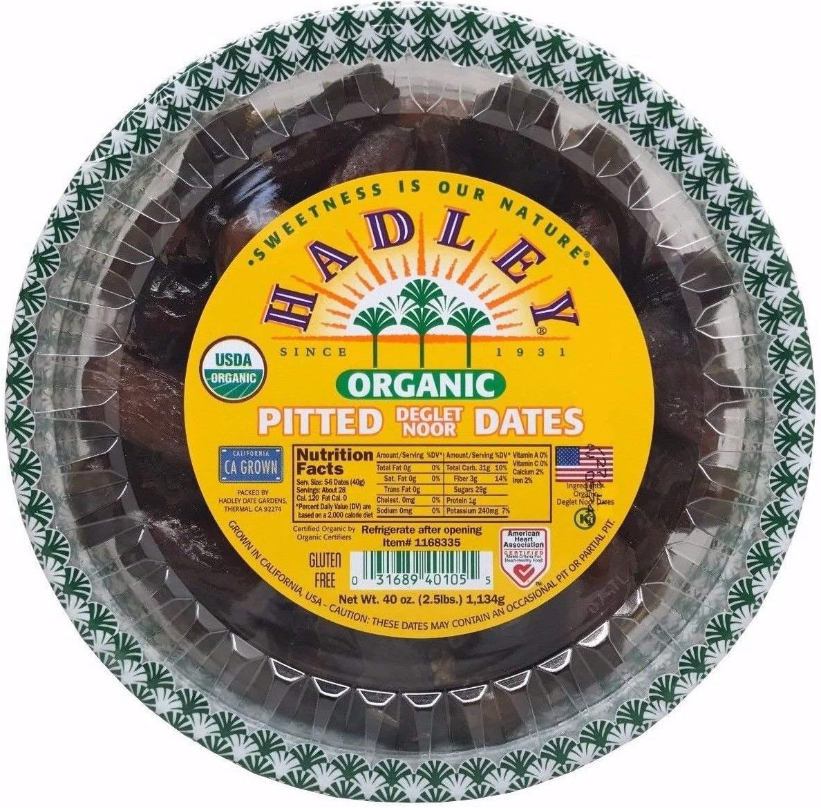 Amazon.com : Hadley Organic Pitted Dates California Grown Deglet Noor ...