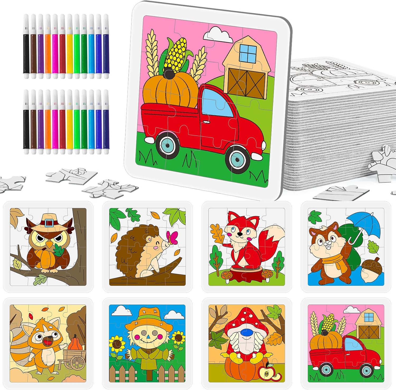 Amazon.com: Cinrobiye 24 Set Fall Craft Kit Thanksgiving Coloring ...