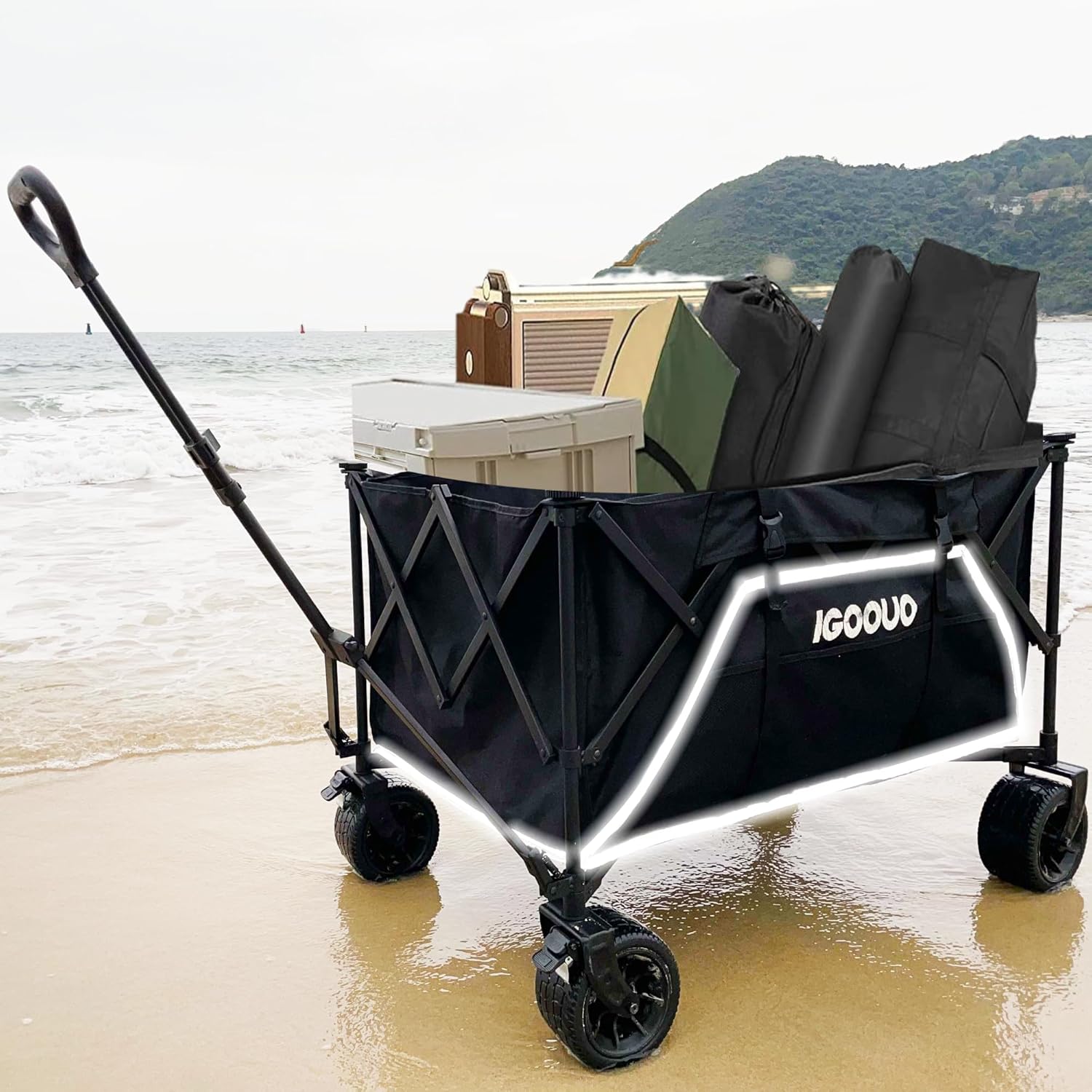 Amazon.com: IGOOUO Collapsible Wagons Carts Heavy Duty Foldable,300L ...