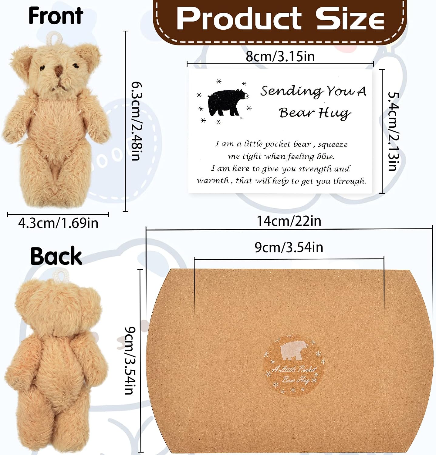 FOHYLOY A Little Pocket Bear Hug, Pocket Hug Love Token, Sending You a ...