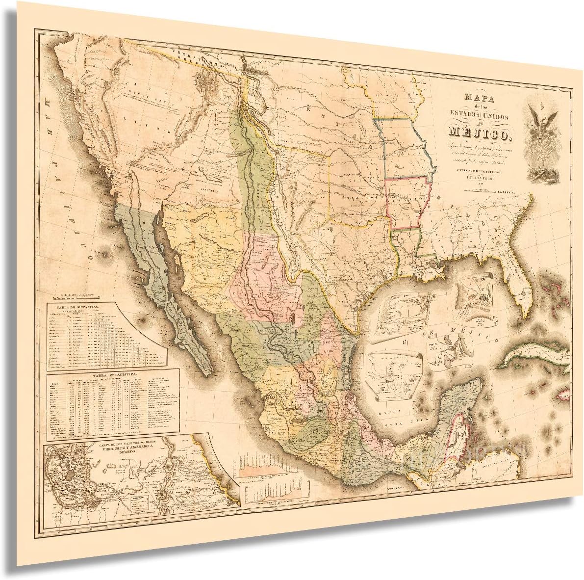 Amazon.com: HISTORIX Vintage 1847 Mexico Map Poster - 18x24 Inch ...