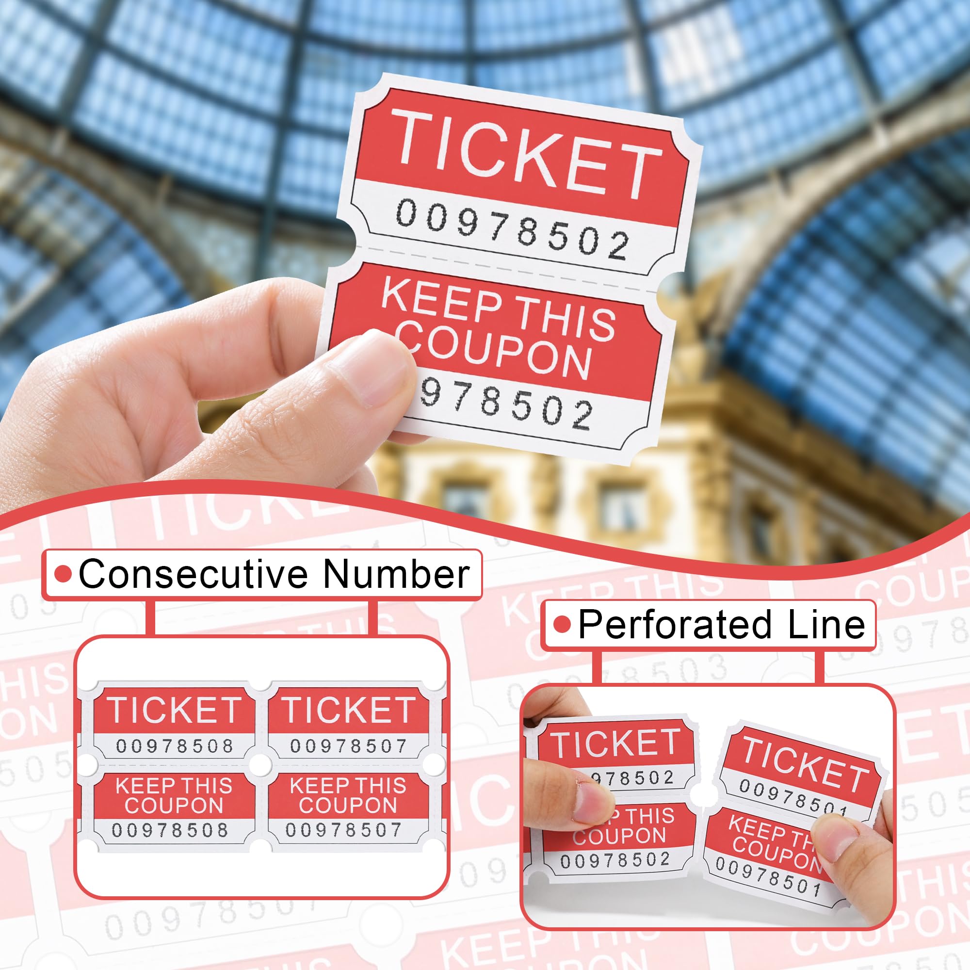 Snapklik.com : L LIKED 250 Raffle Tickets Rolls, Red