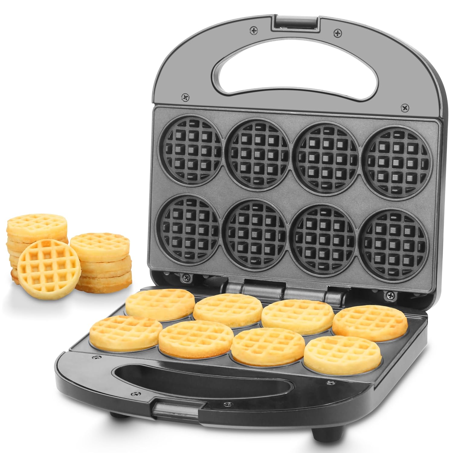 FineMade Mini Waffle Maker, Make 8 Pieces of 2 Inch Mini Waffle Bites ...