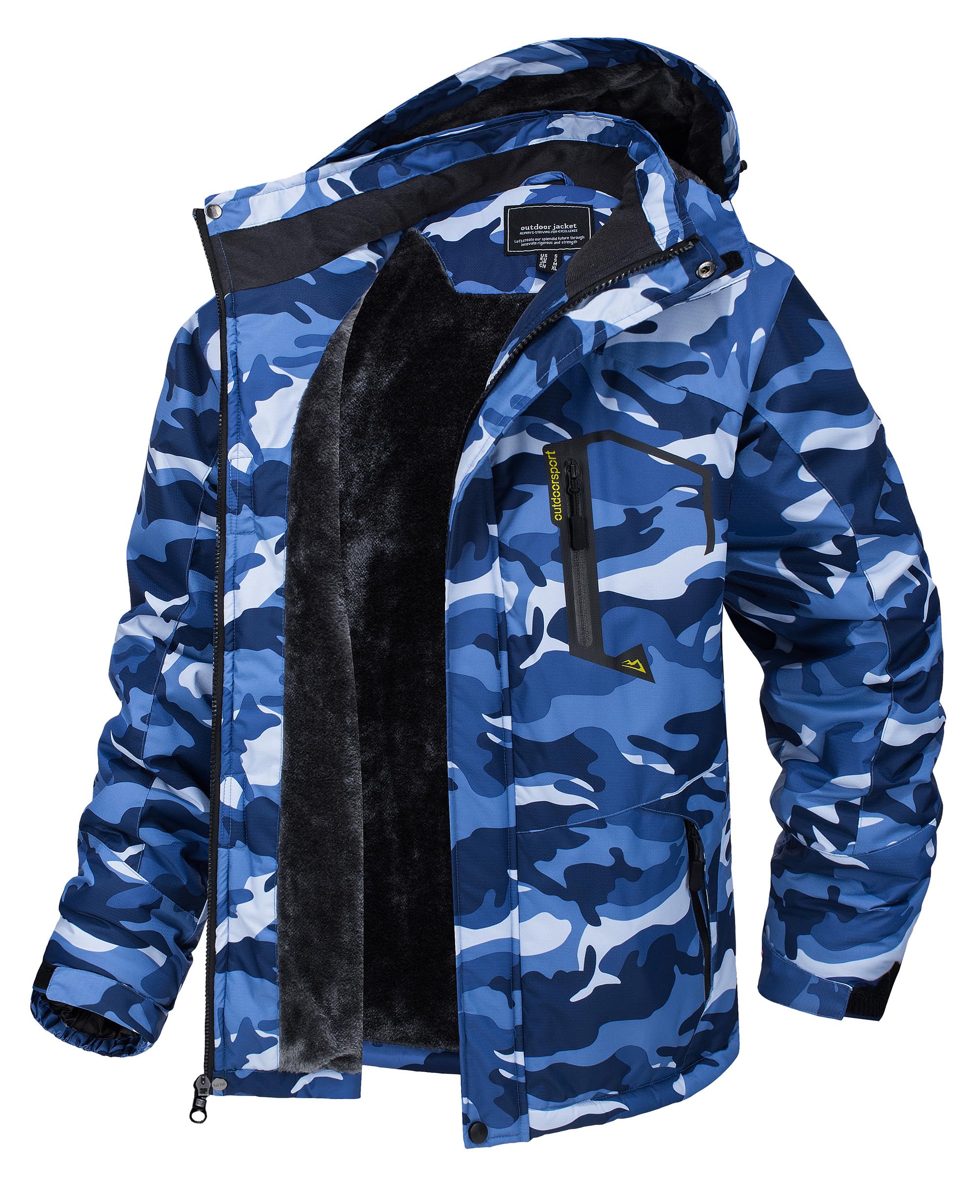 Snapklik.com : Mens Skiing Jacket Fleece Lined Warm Thick Jacket Heavy ...