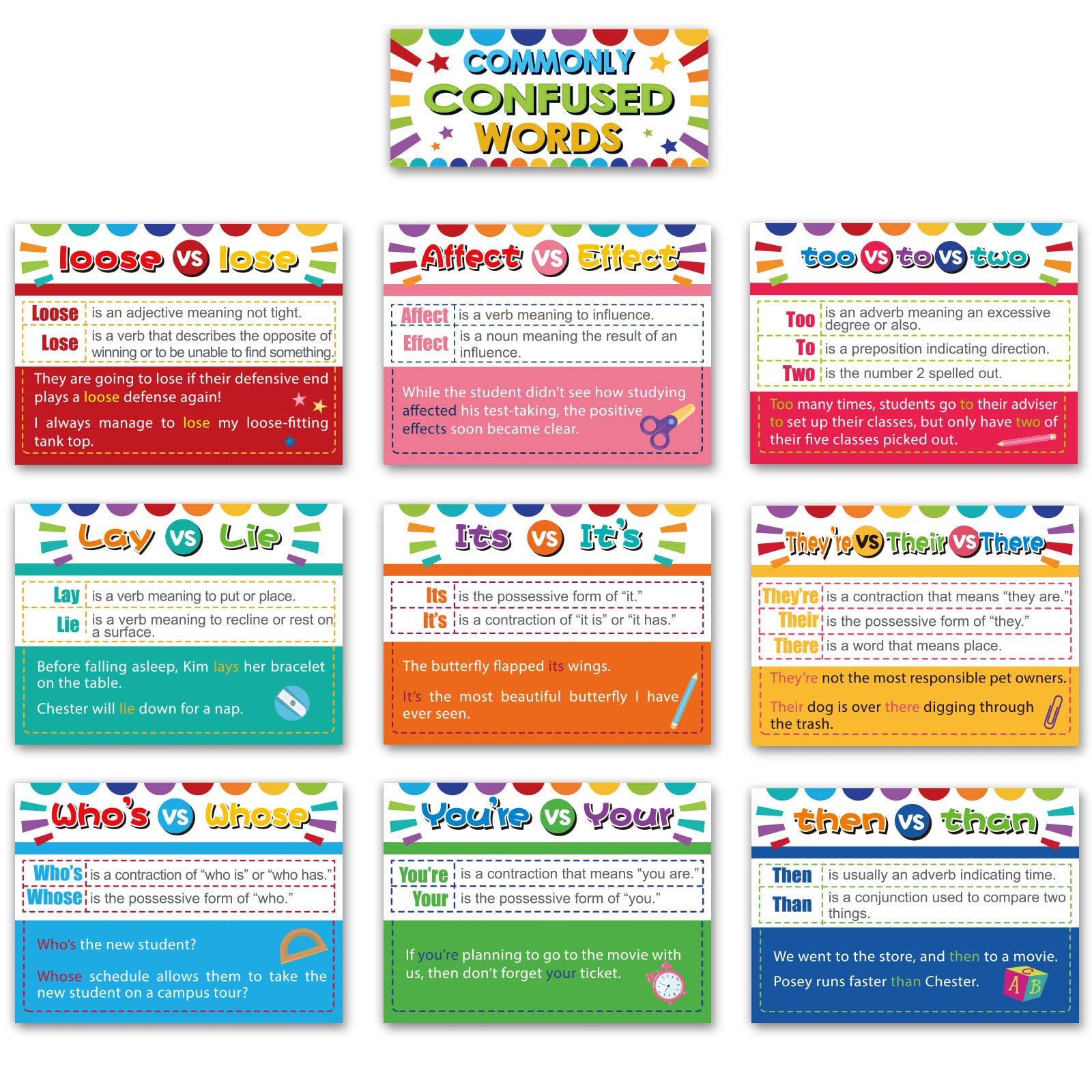 11 Pieces Commonly Confused Words Posters Educational Posters For ...