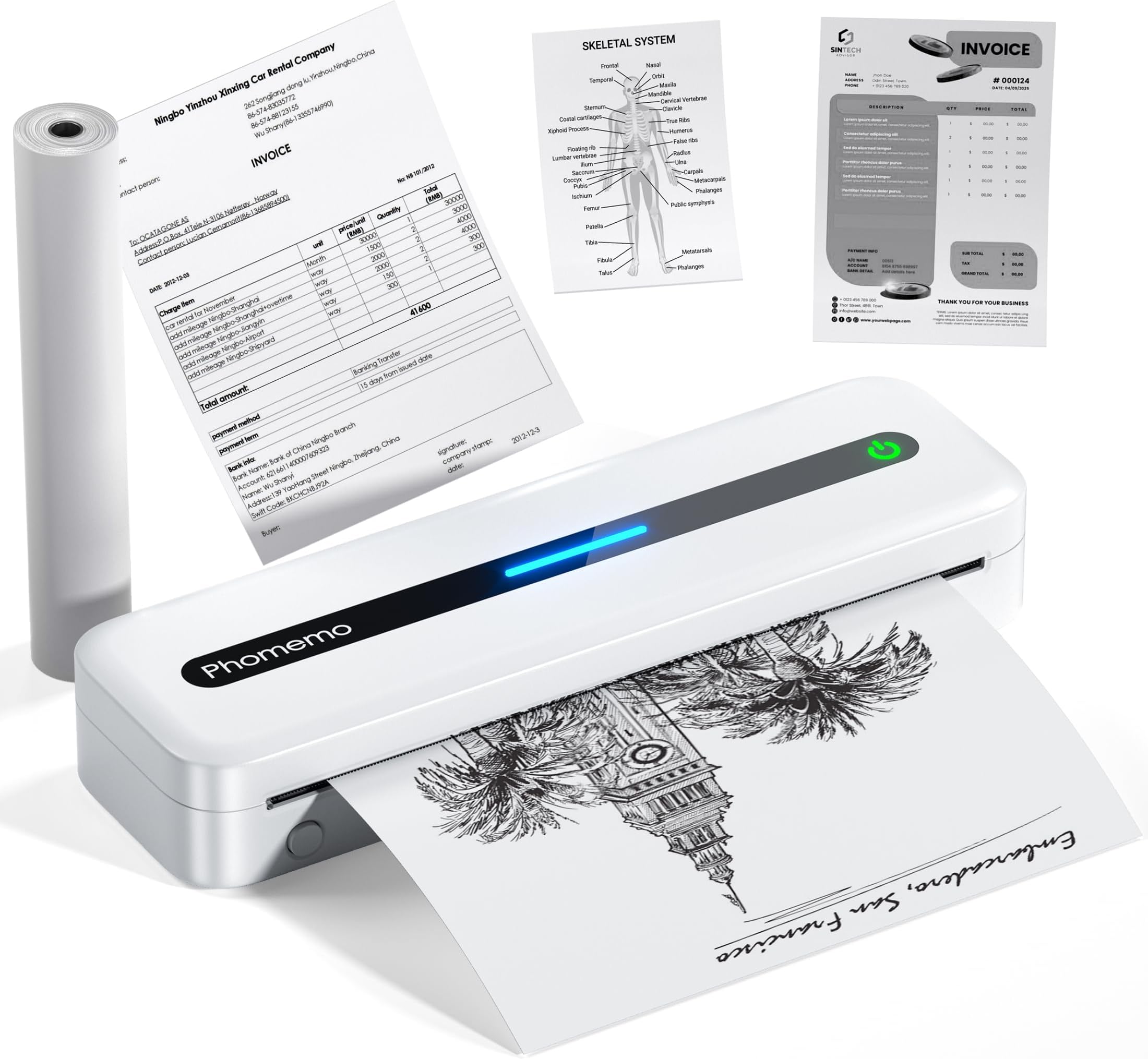 Amazon.com: Phomemo Portable Printers Wireless for Travel, Inkless ...