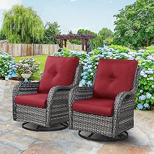 Amazon.com: HUMMUH Outdoor Swivel Rocker Wicker Patio Chairs Set of 2 ...