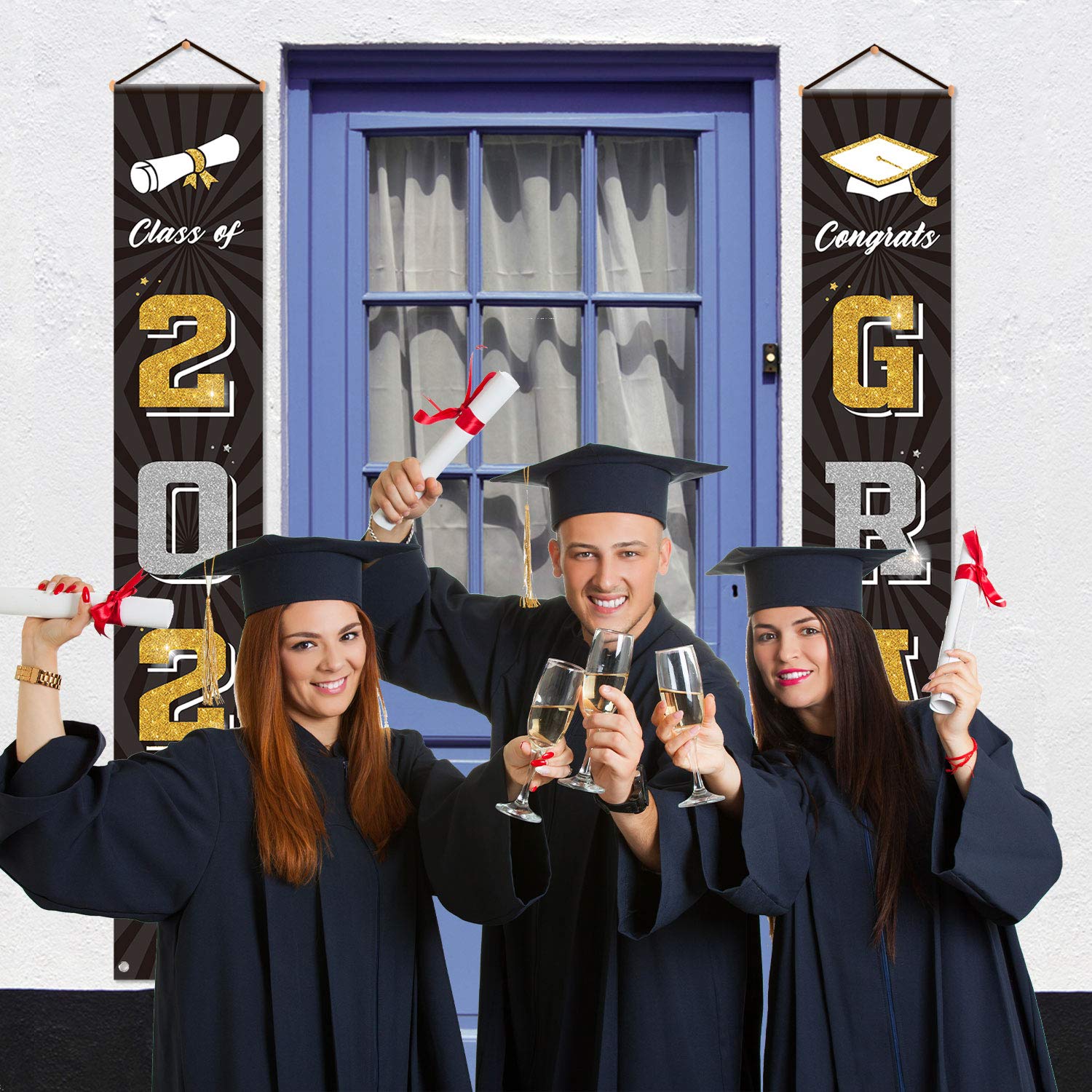 Whaline Congrats Grad Door Sign 2021 Graduation Porch Sign Class of ...