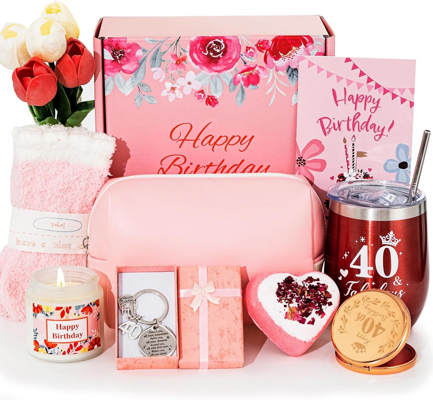 40th Birthday Gifts for Women,Happy 40th Birthday Hamper Basket for Her ...