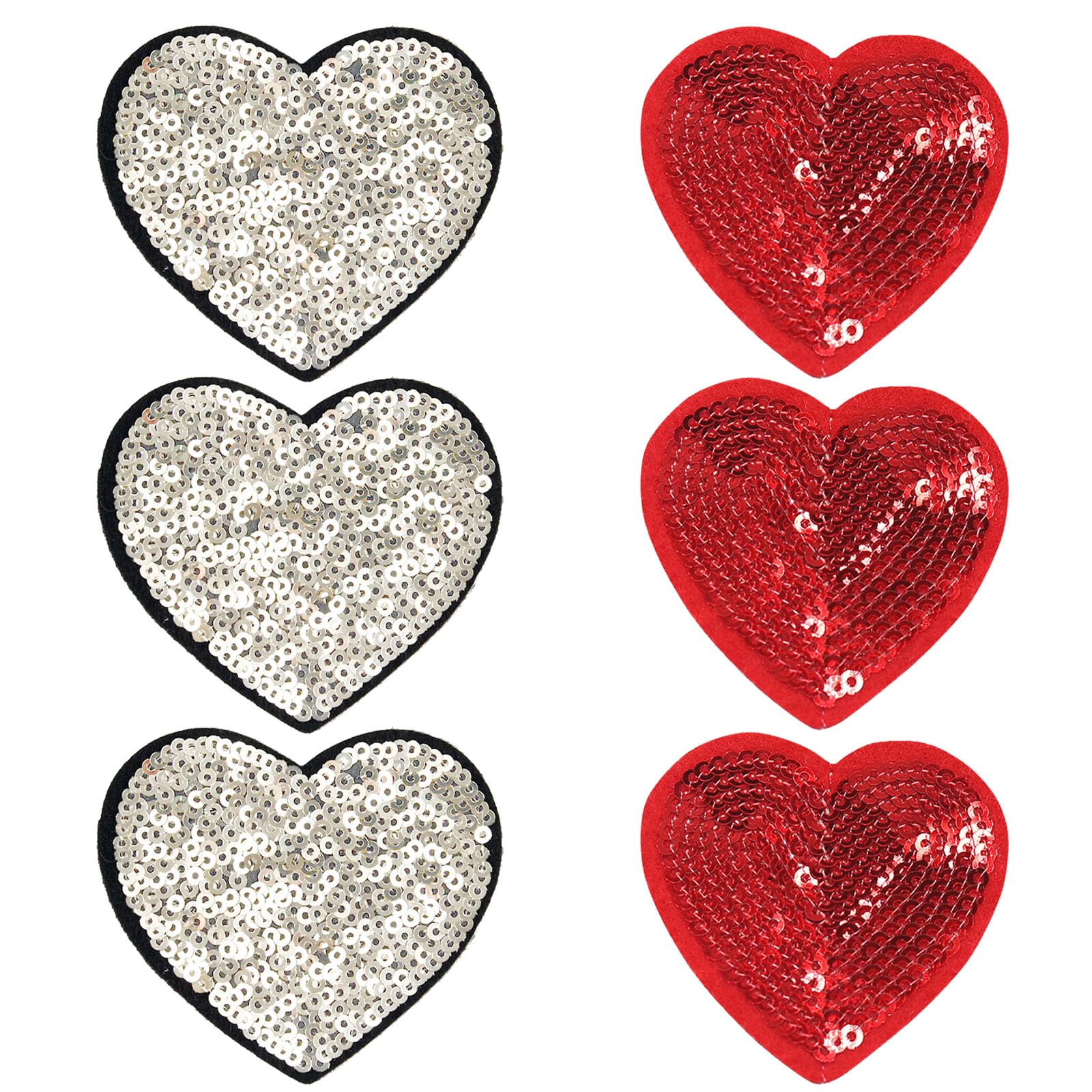 Amazon.com: Valentine's Day Iron on Patch Red Sliver Heart Pathes ...