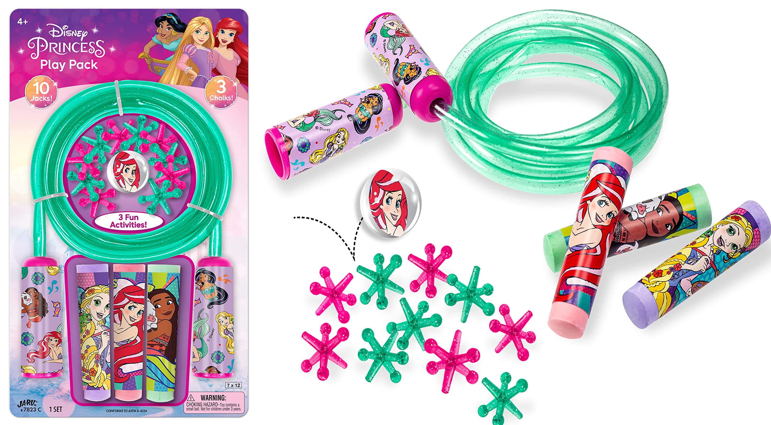 Amazon.com: JA-RU Disney Princess Toy Bundle Set Plastic Jump Rope ...
