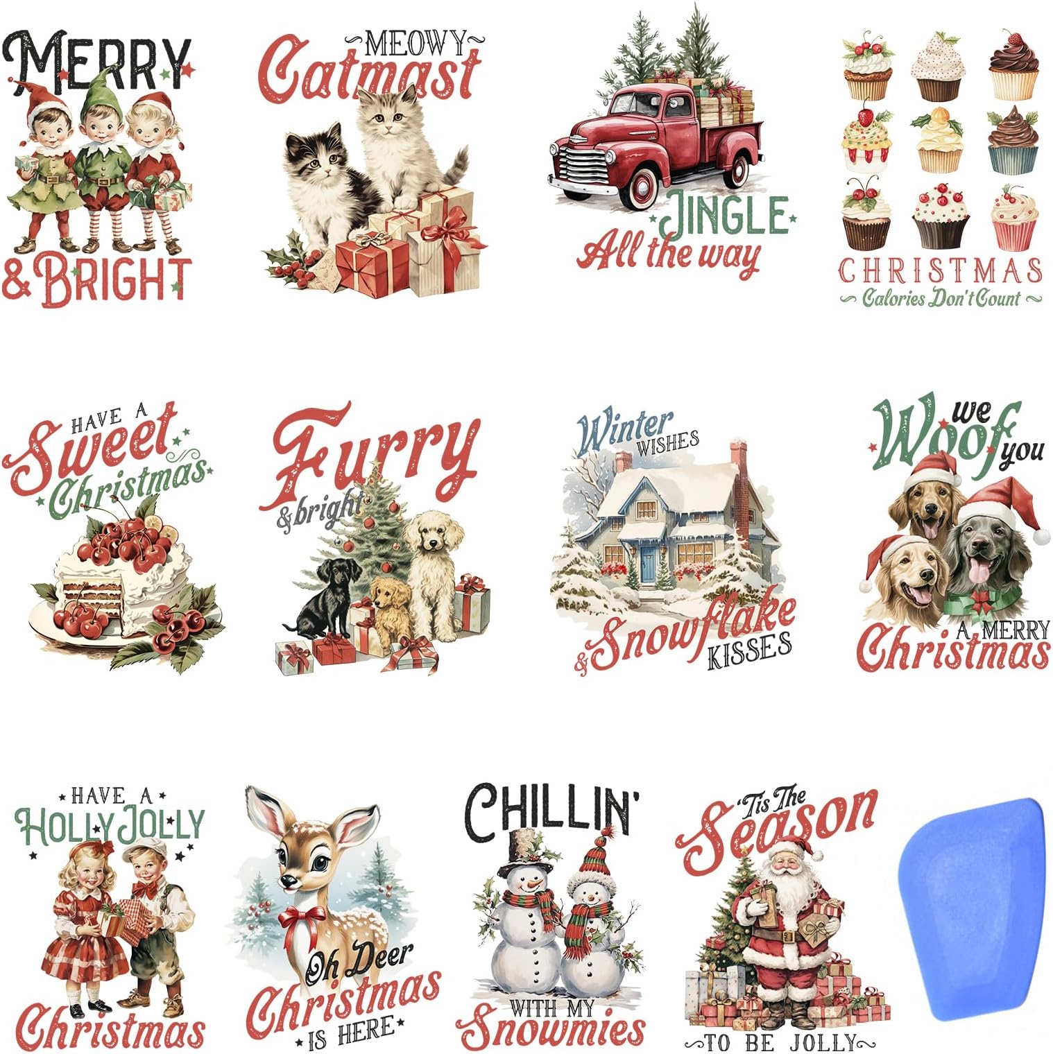 Amazon.com: arricraft 12 Sheets Christmas Rub on Transfers for Crafts ...