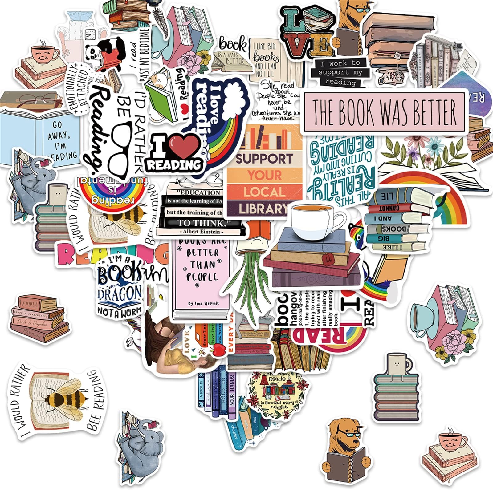 Amazon.com: Love Reading Stickers Pack 50Pcs Motivational Quote ...