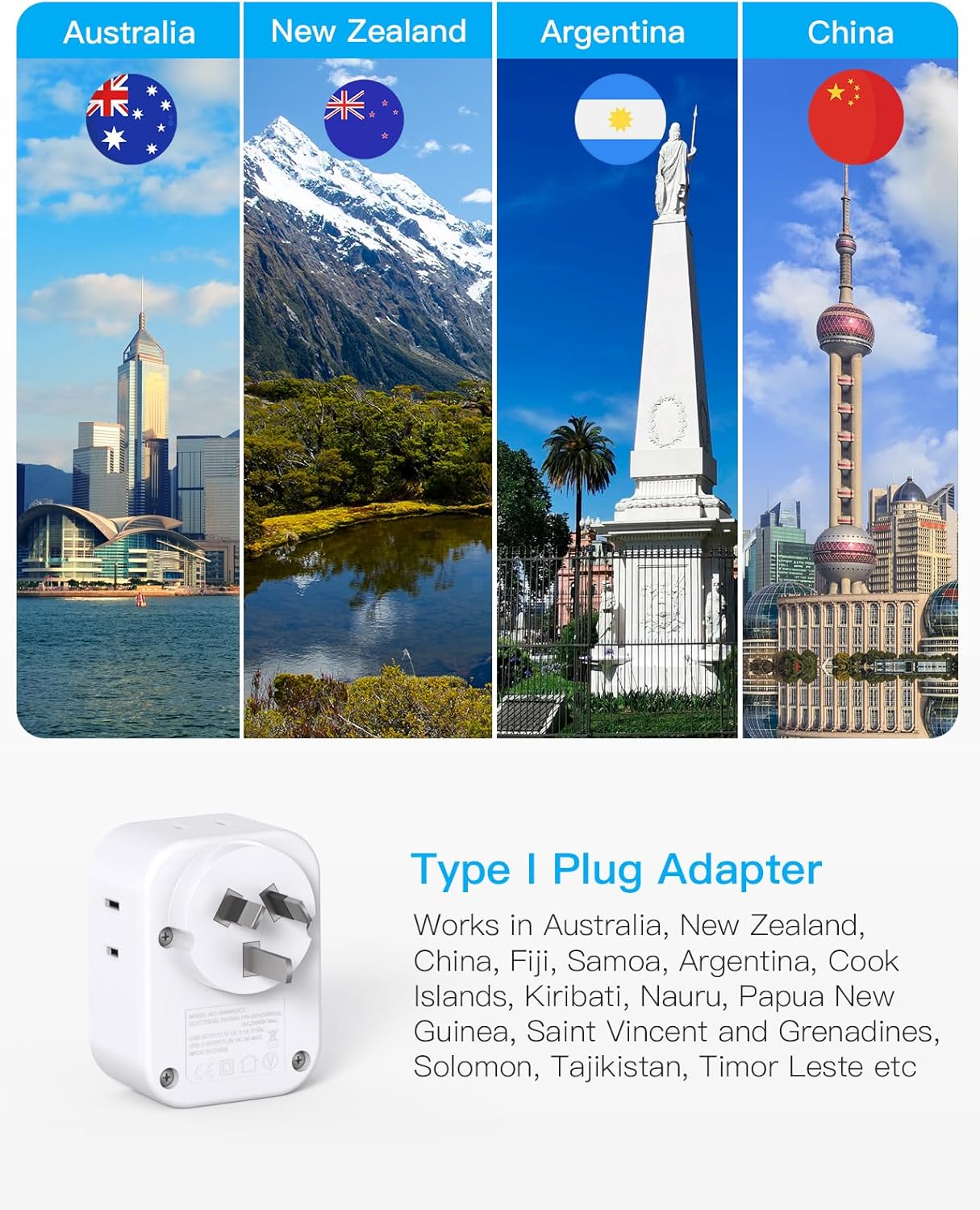 2 Pack US to Australia Power Plug Adapter, HANYCONY New Zealand Power ...