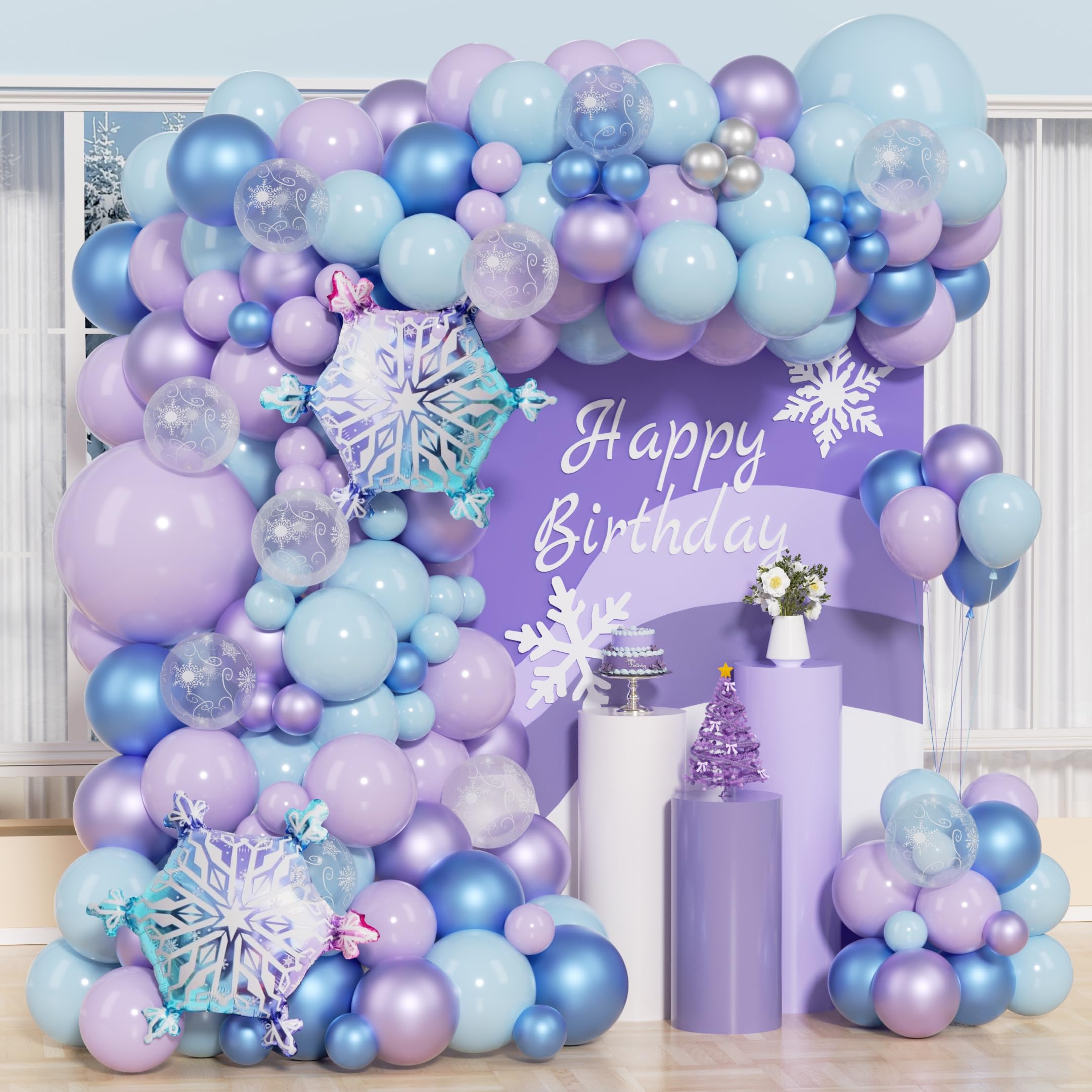 Amazon.com: MOMO RUCCI Snowflake Balloons Arch Garland Kit,146Pc Winter ...