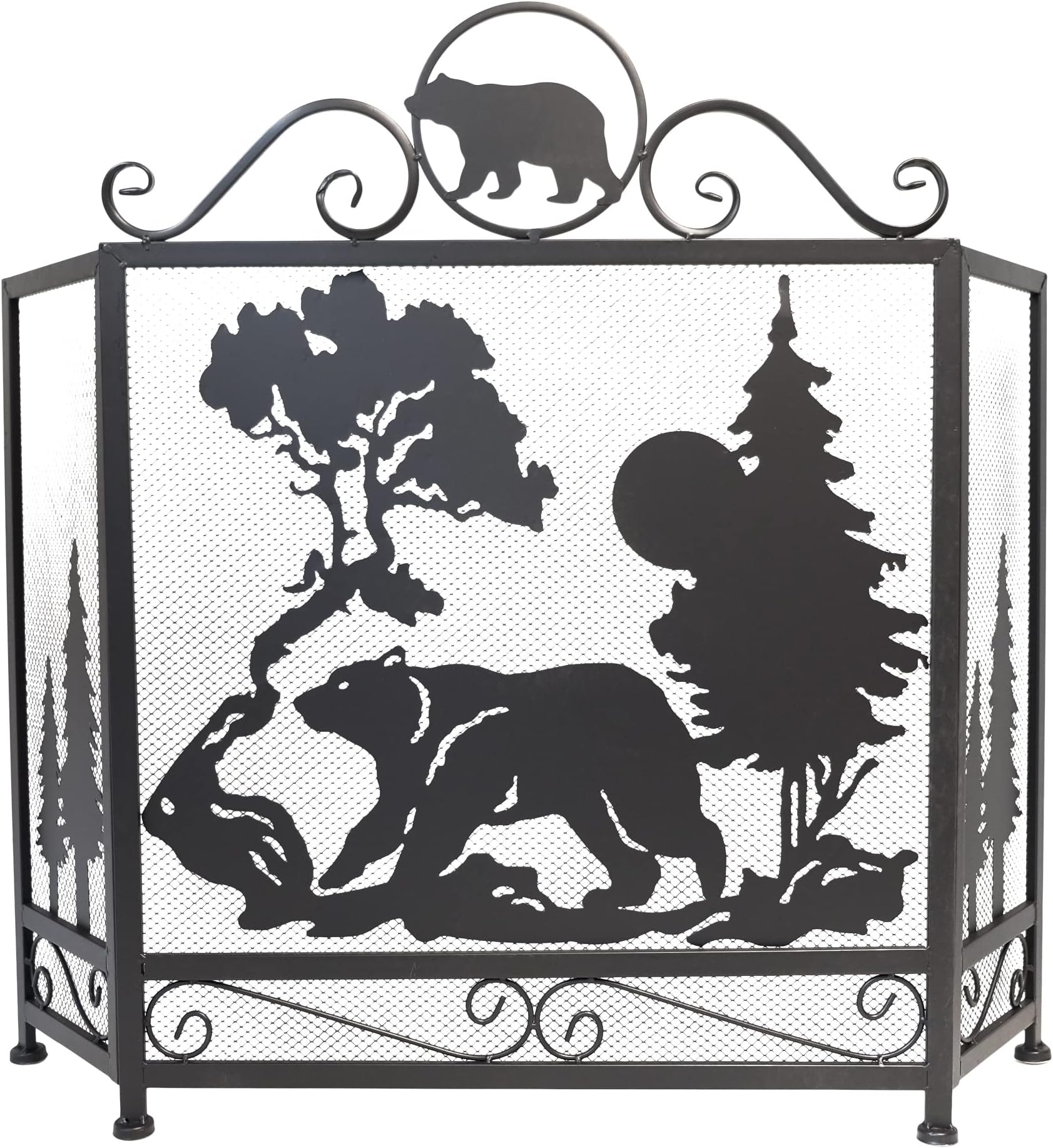Amazon.com: Metal Midnight Bear and Scenic Trees 3-Panel Heavy Black ...