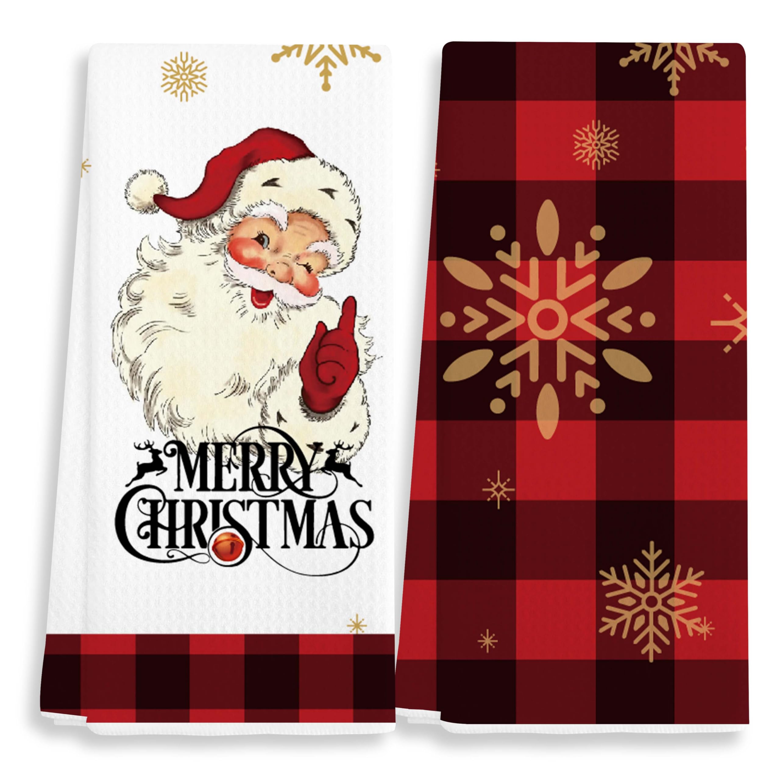 Amazon.com: EJGFS Christmas Decorative Kitchen Towels Set of 2, Santa ...