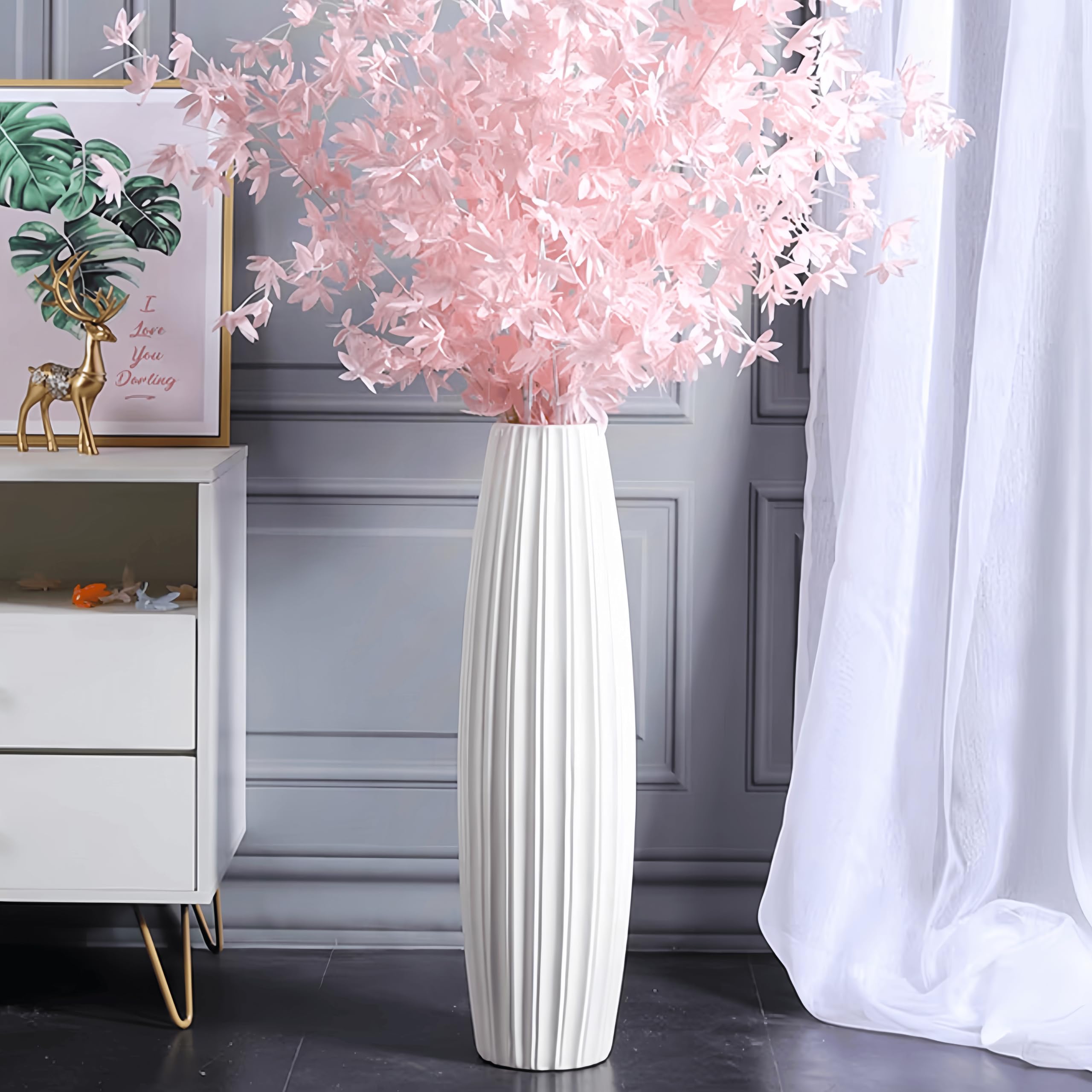 Amazon.com: Large Floor Ceramic Vase 17.7 Inches Tall,White Modern ...