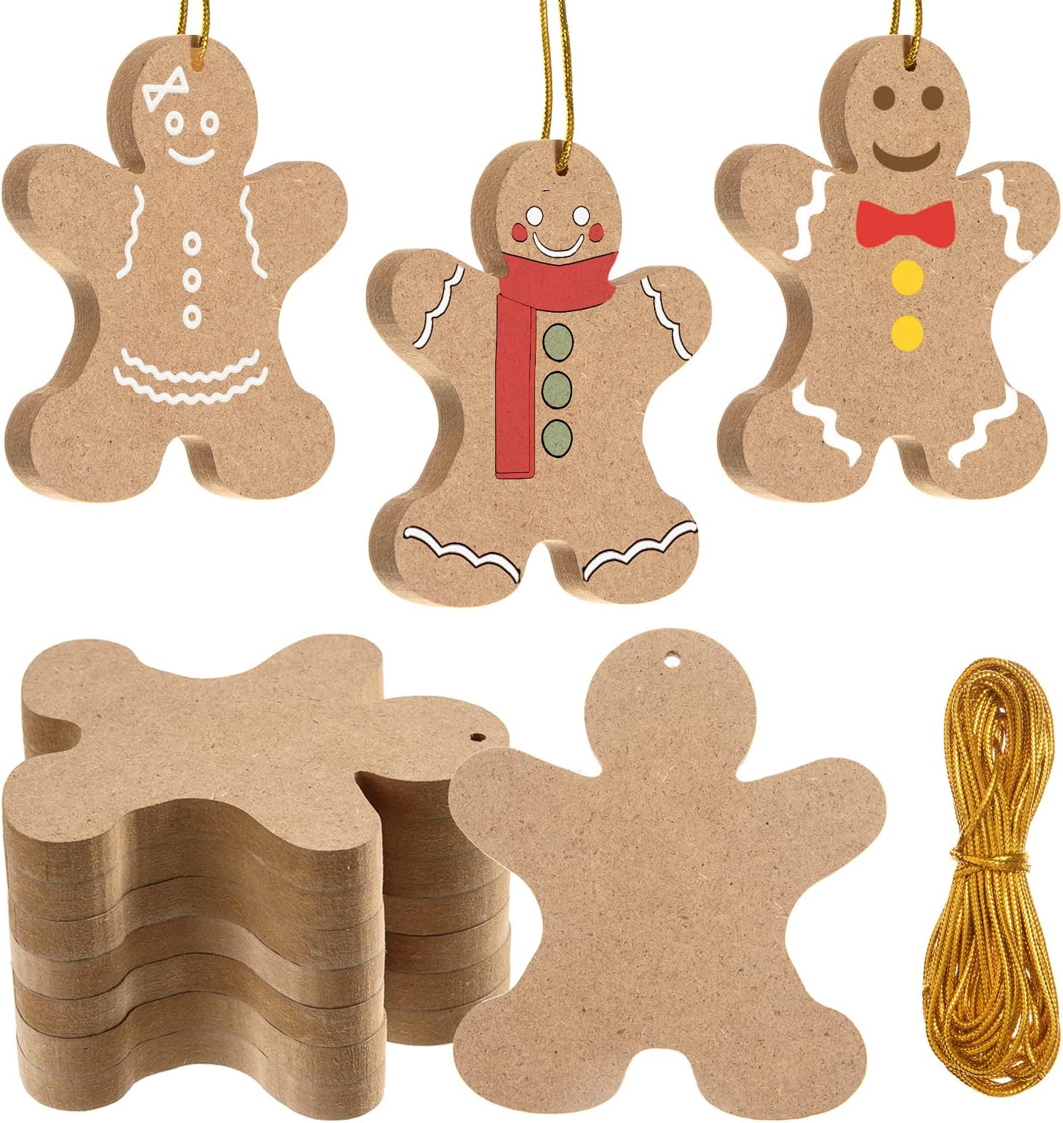 Amazon.com: 12 Pcs Wooden Gingerbread Men Ornaments Unfinished ...