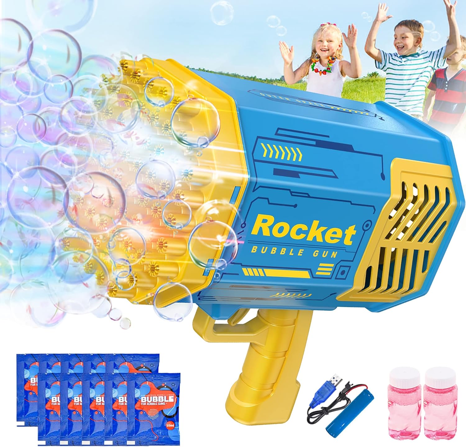 Amazon.com: BETTINA Large Rocket Bubble Gun - 69 Holes : Toys & Games