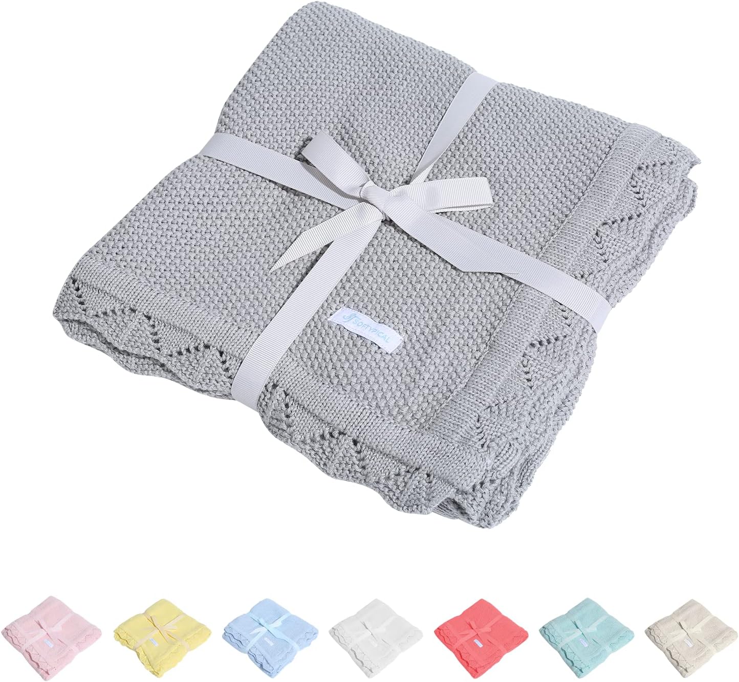 Amazon.com: 100% Cotton Baby Blanket Knit Lace Soft Warm Toddler ...