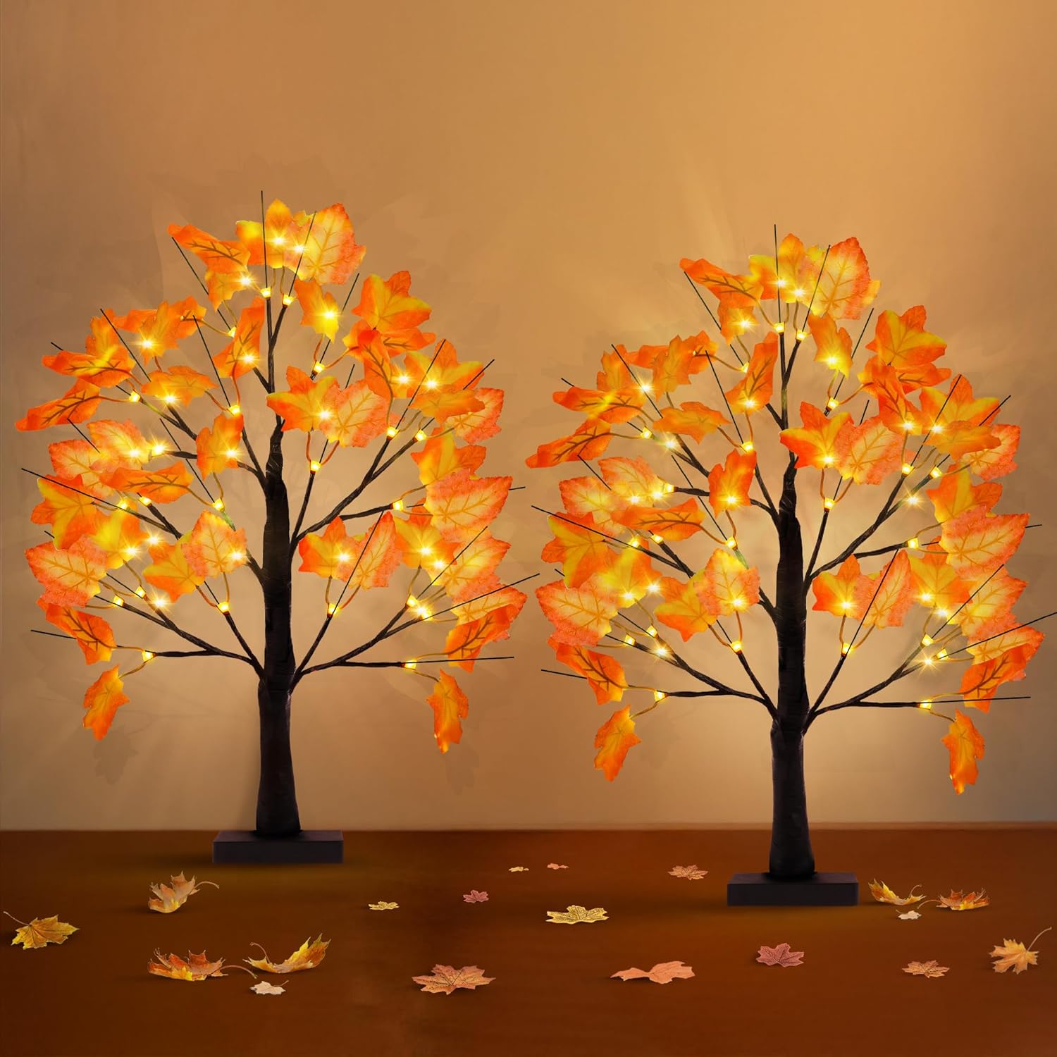 Amazon.com: KatchOn, Artificial Maple Trees with Lights - 24 Inch, Pack ...